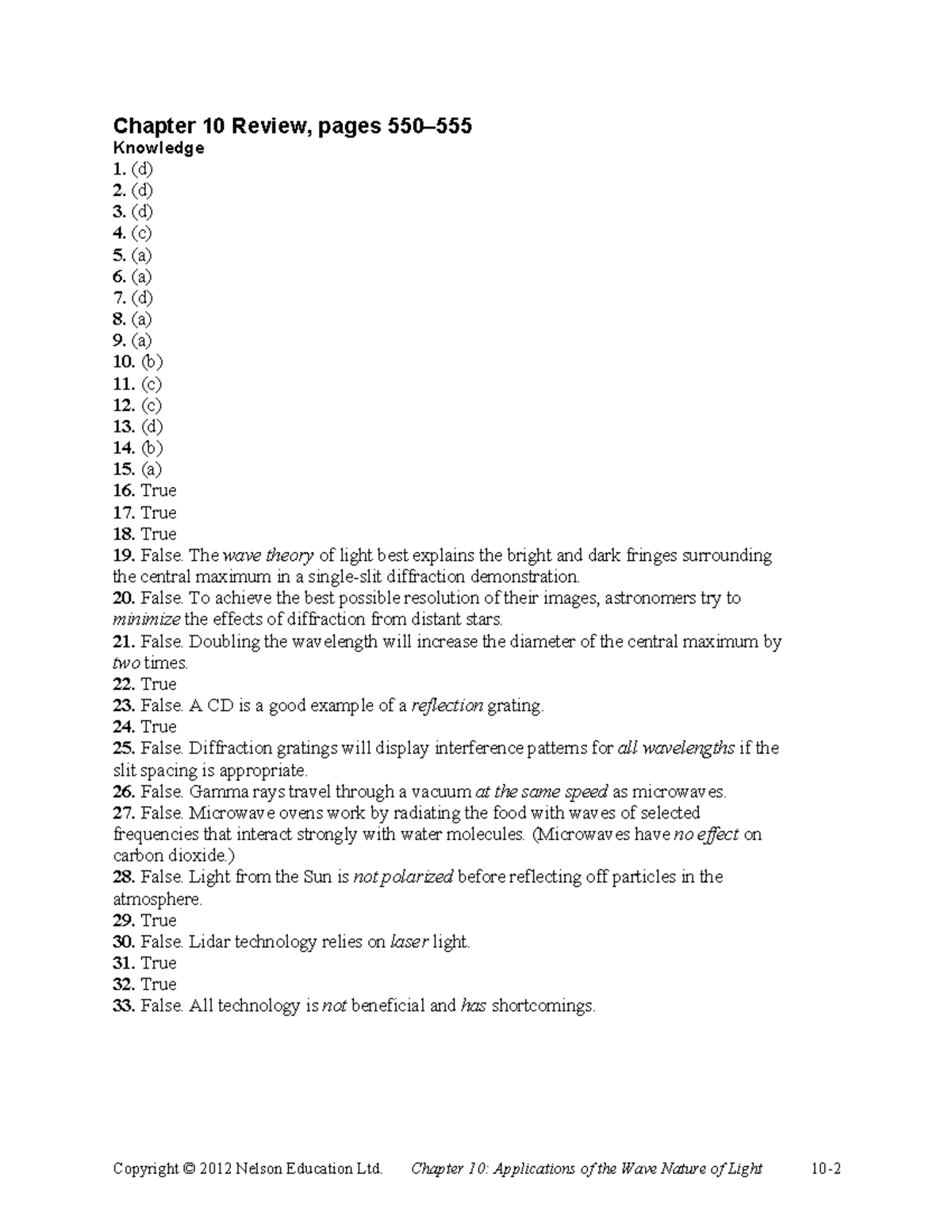nelson physics 12 chapter 10 review solutions - Chapter 10 Review ...