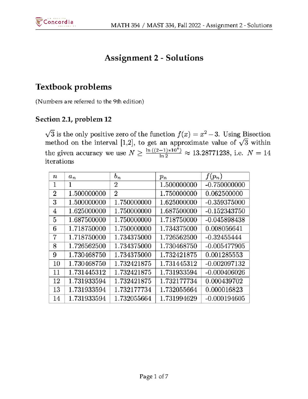 Assignment 2 sol - Assignment 2 - Solutions Textbook problems (Numbers are referred to the 9th ...