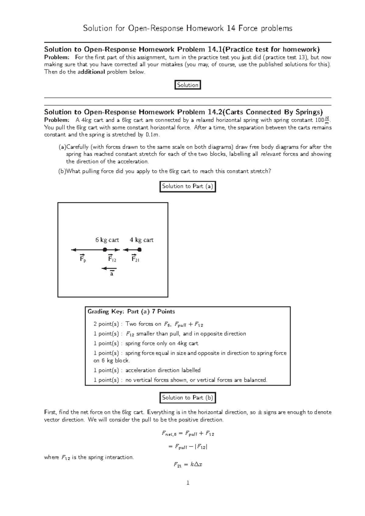 Homework-14-sln - Open Response HW 14 - Solution for Homework 14 Force ...