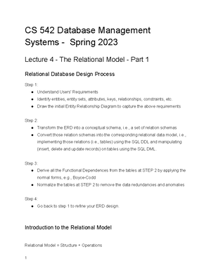 WPI CS 542 Lecture 5 - The Relational Model Part 2 - CS 542 Database Management Systems - Spring ...