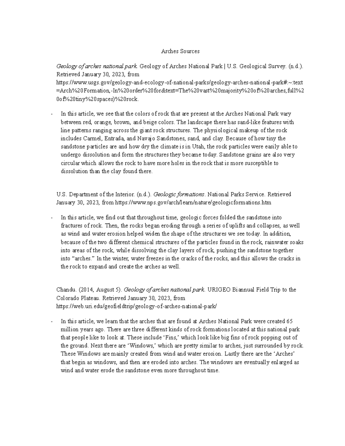 Arches Pt. 1 Sources - Arches Sources Geology of arches national park ...
