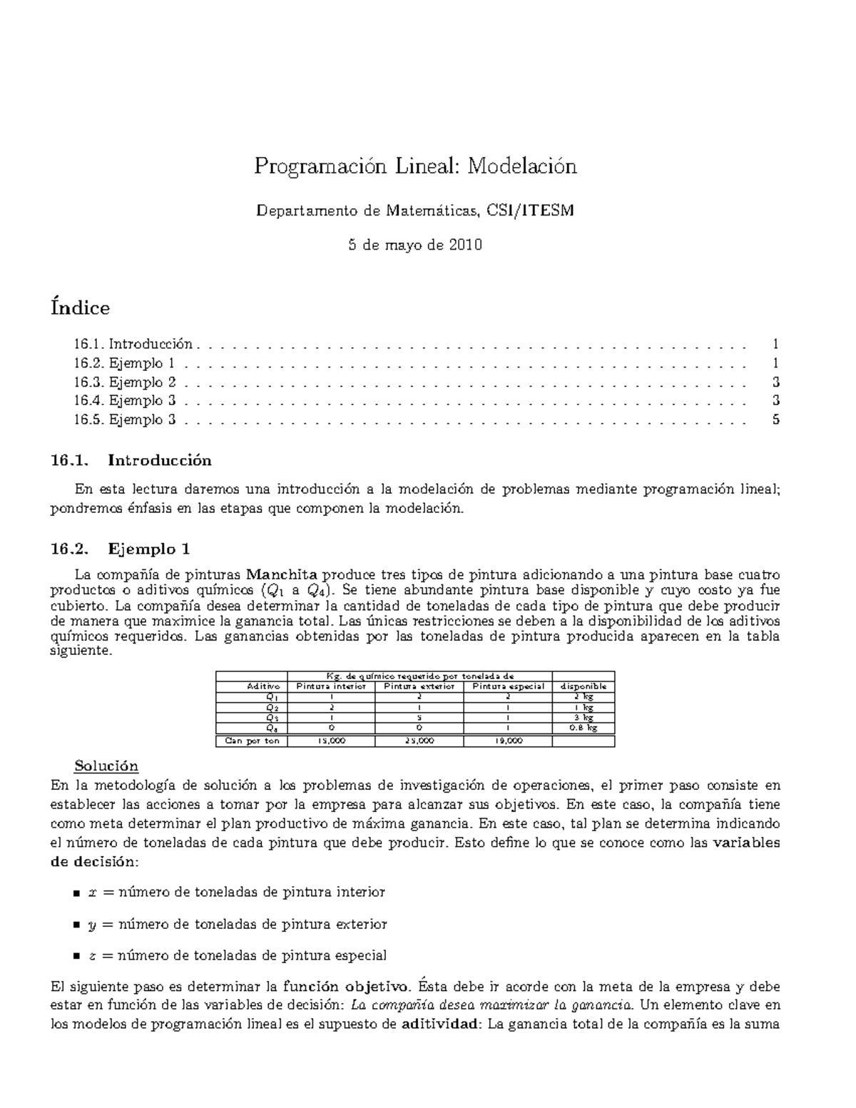 Programacion Lineal Modelacion - Programaci ́on Lineal: Modelaci ́on Departamento de Matem ...