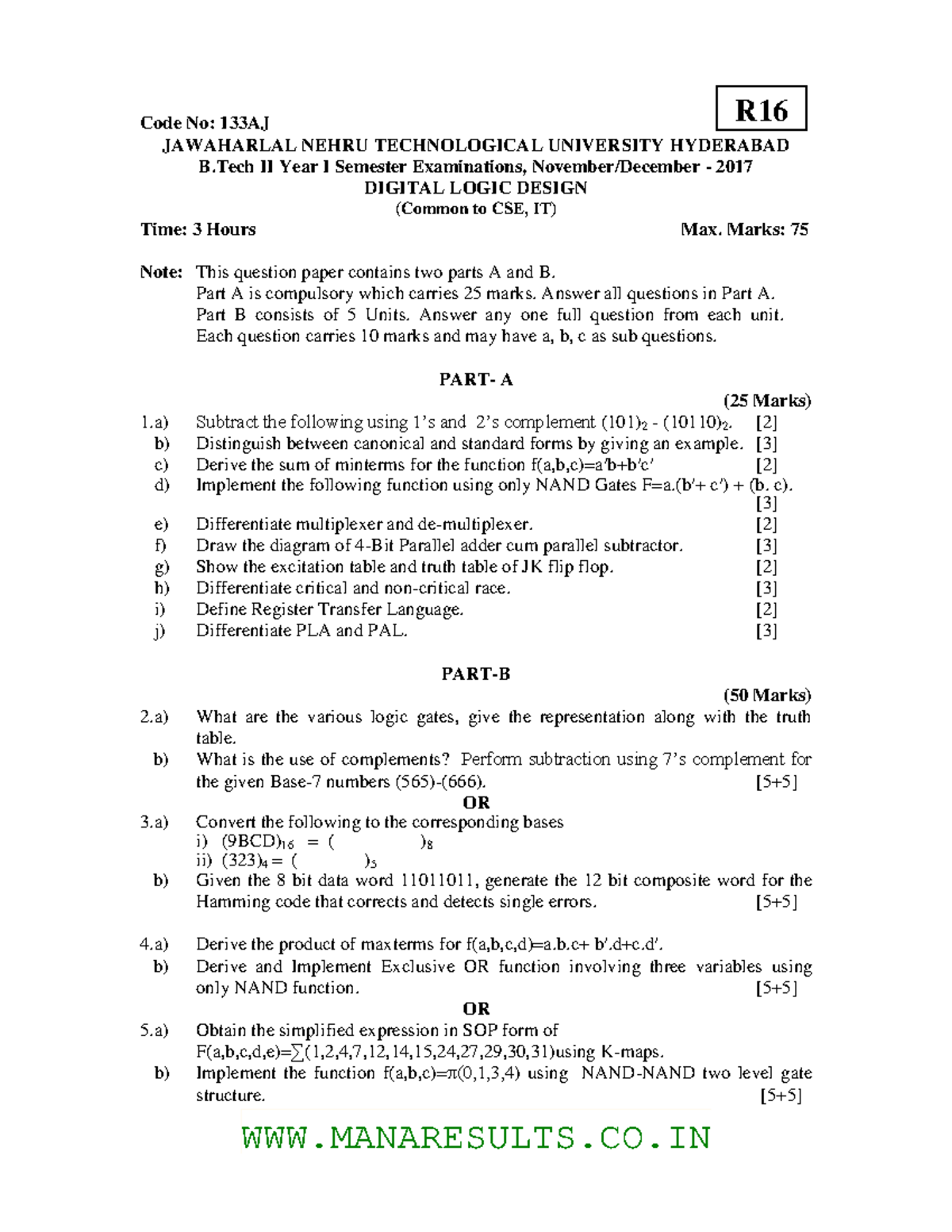 Dld previous question papers - Code No: 133AJ JAWAHARLAL NEHRU ...