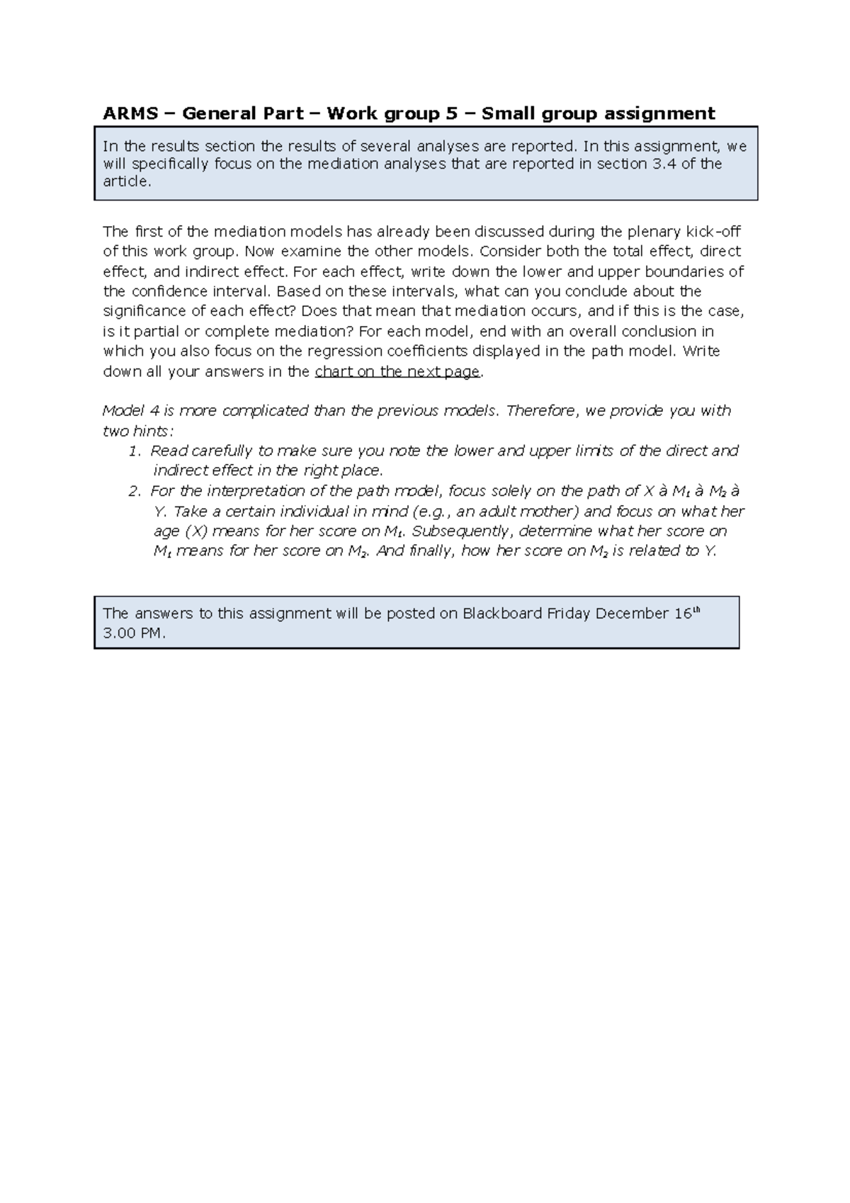 ARMS – General Part – Work group 5 – Small group assignment - ARMS ...