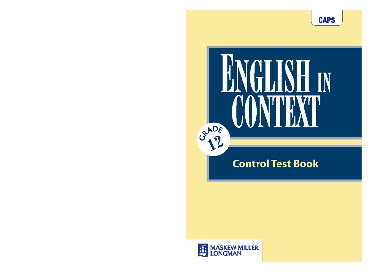 ENG IN Context TEST BOOK - Control Test Book CONTENTS PAGE ...