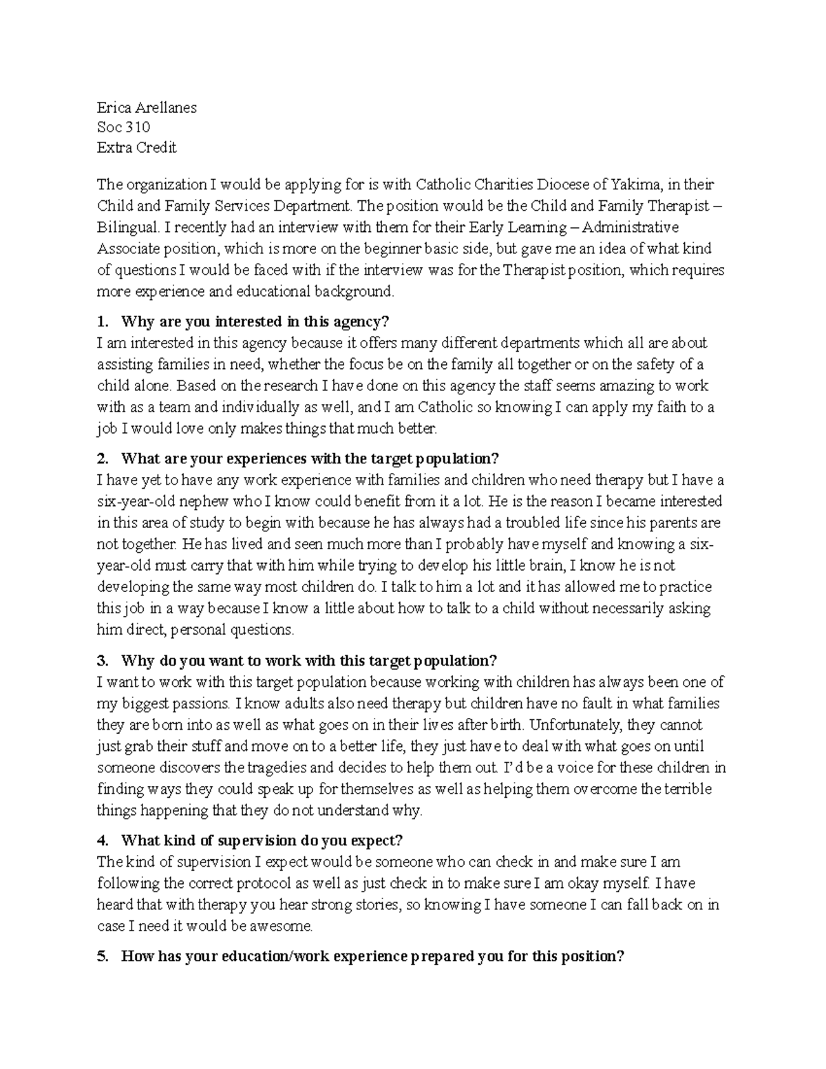 Extra Credit - Professor Jessica Strawn - Erica Arellanes Soc 310 Extra ...