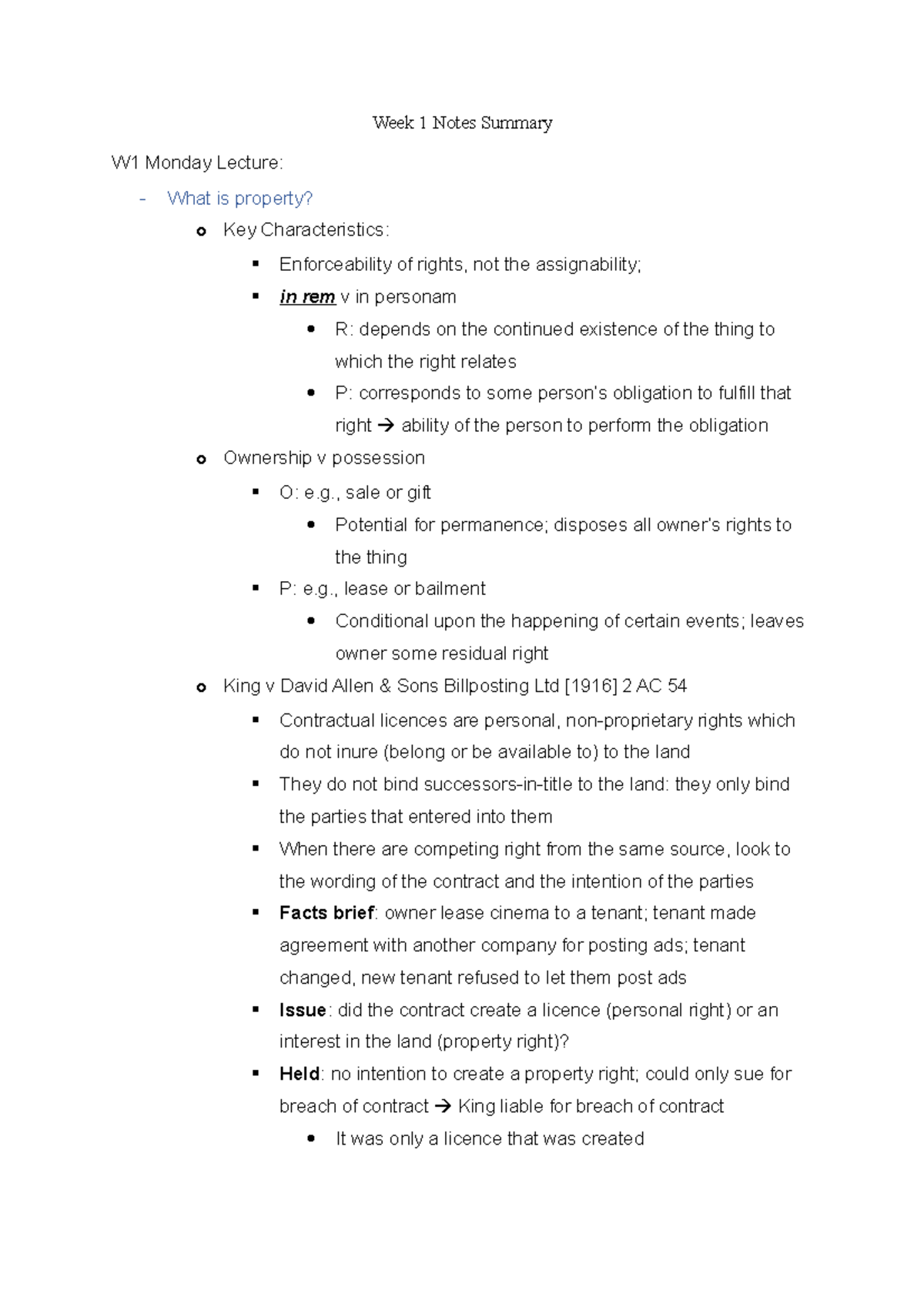 Topic 1 Notes - Week 1 Notes Summary W1 Monday Lecture: What is ...