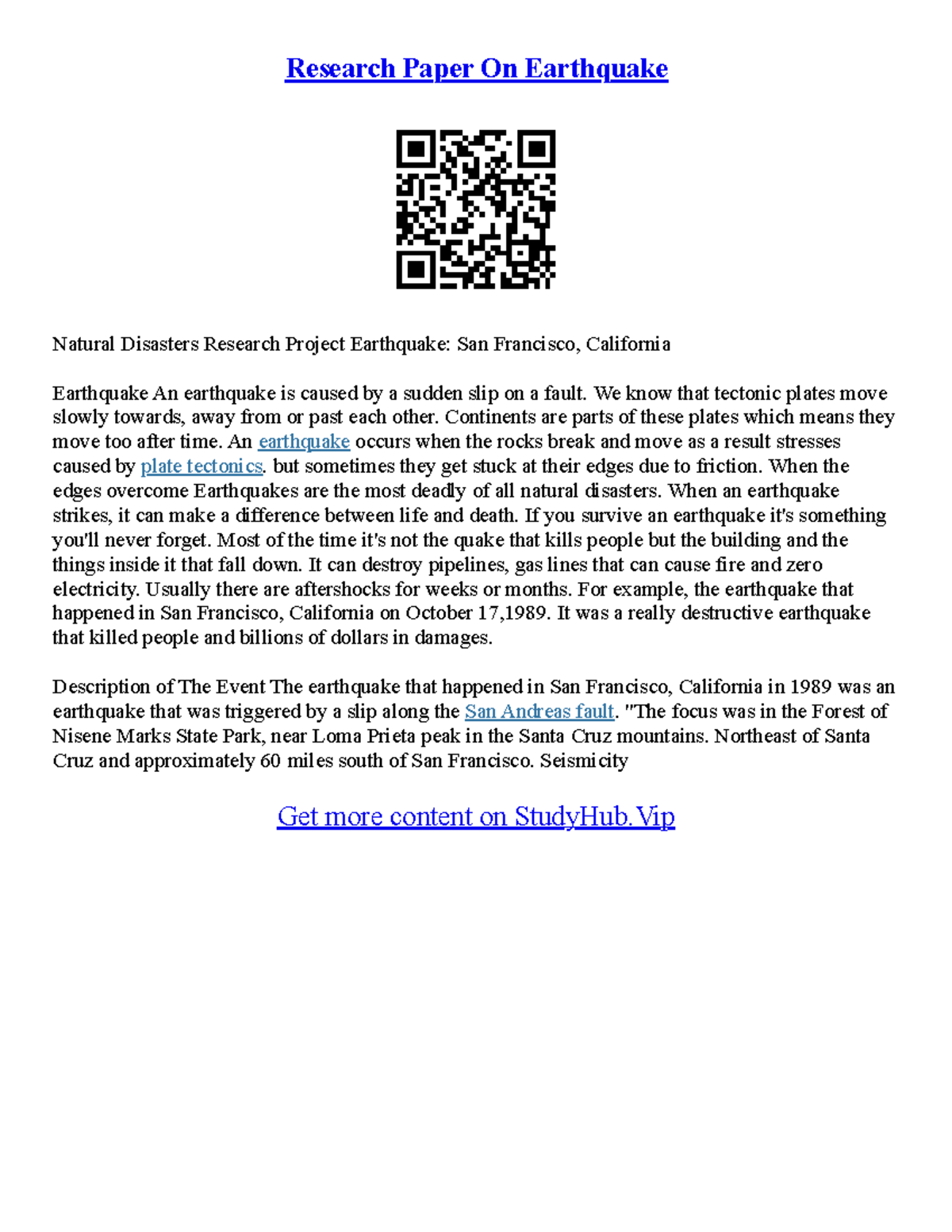 Essay On Earthquake - Research Paper On Earthquake Natural Disasters ...