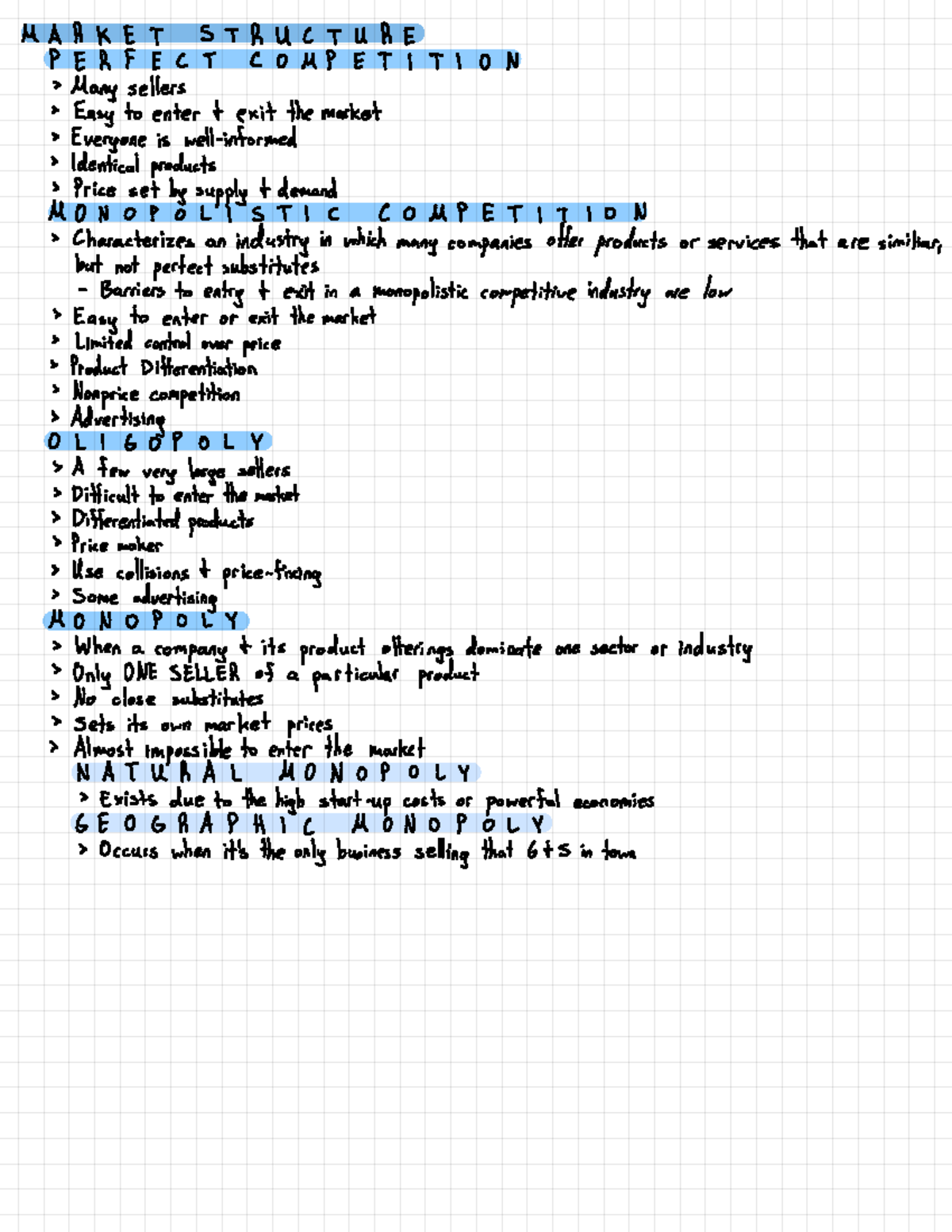 Market Structure Notes - ECON 4377 - Studocu