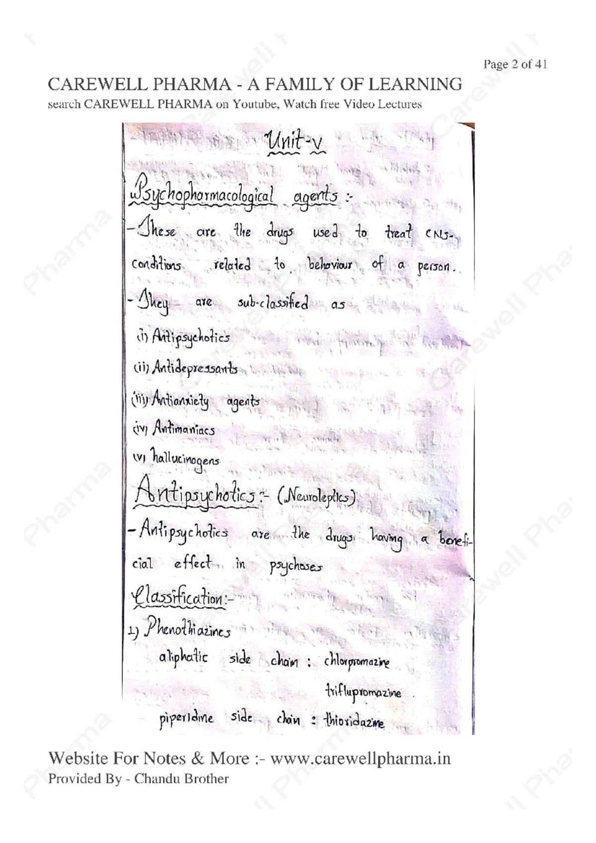 Handwritten Cology-1 U-5 Notes - Pharmacy - Studocu