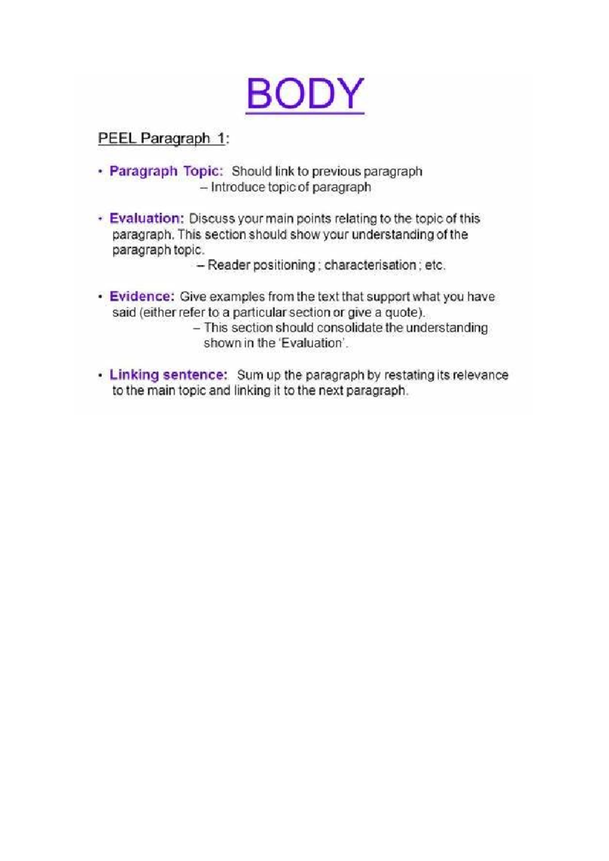 Peel paragraph body structure - HPSC1000 - Studocu