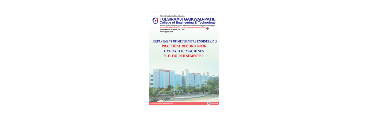 Manual Coverpage TGP MECH - PRACTICAL RECORD BOOK HYDRAULIC MACHINES B ...