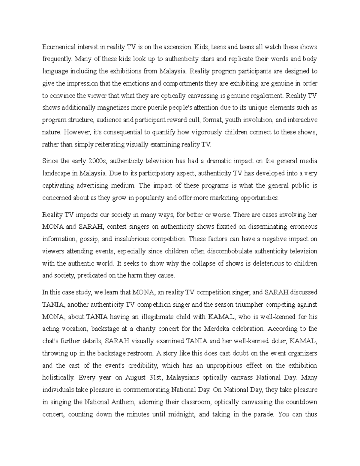 Reality TV - introduction to business - Ecumenical interest in reality ...