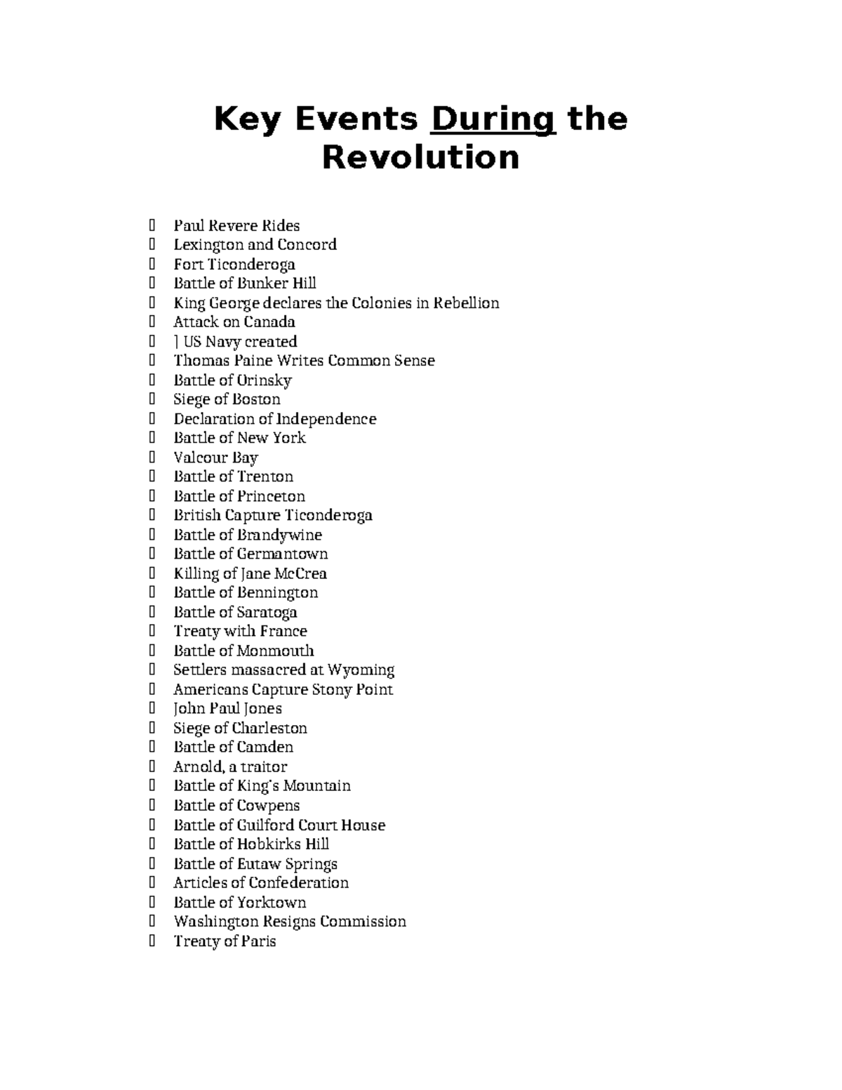 American Revolution-Events - Key Events During the Revolution Paul ...