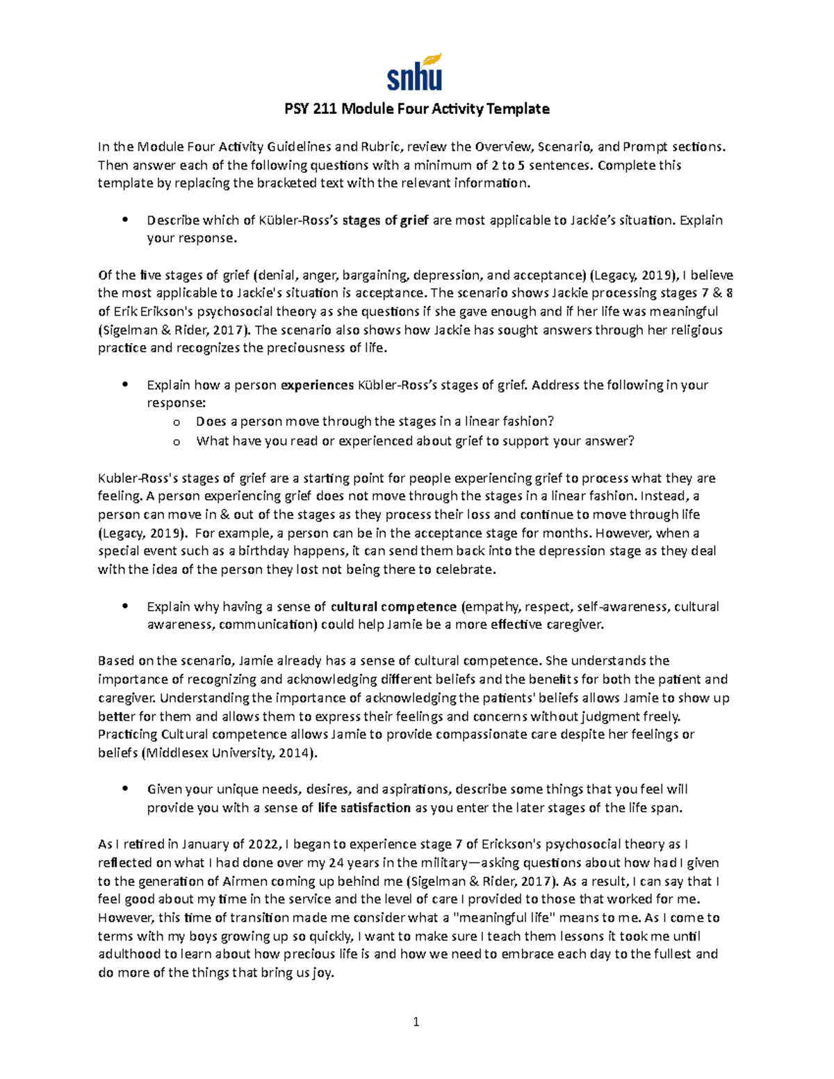 PSY-211 Module 4 Activity - PSY 211 Module Four Activity Template In ...