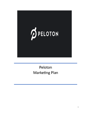 Plan outline - Peloton Marketing Plan Outline Spring 2022 Title Page ...