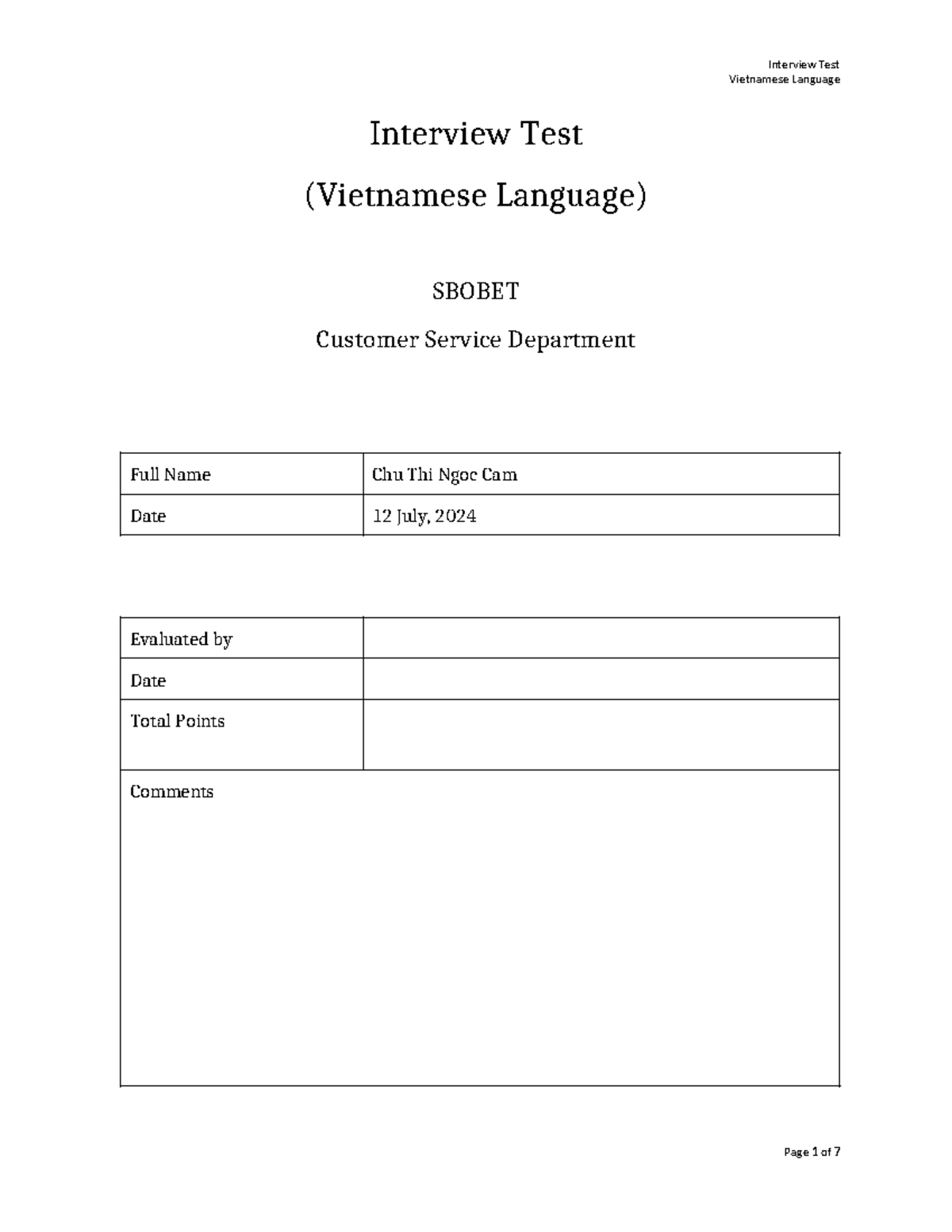 Chu Cam Test - Vietnamese Language - Vietnamese Language Interview Test ...