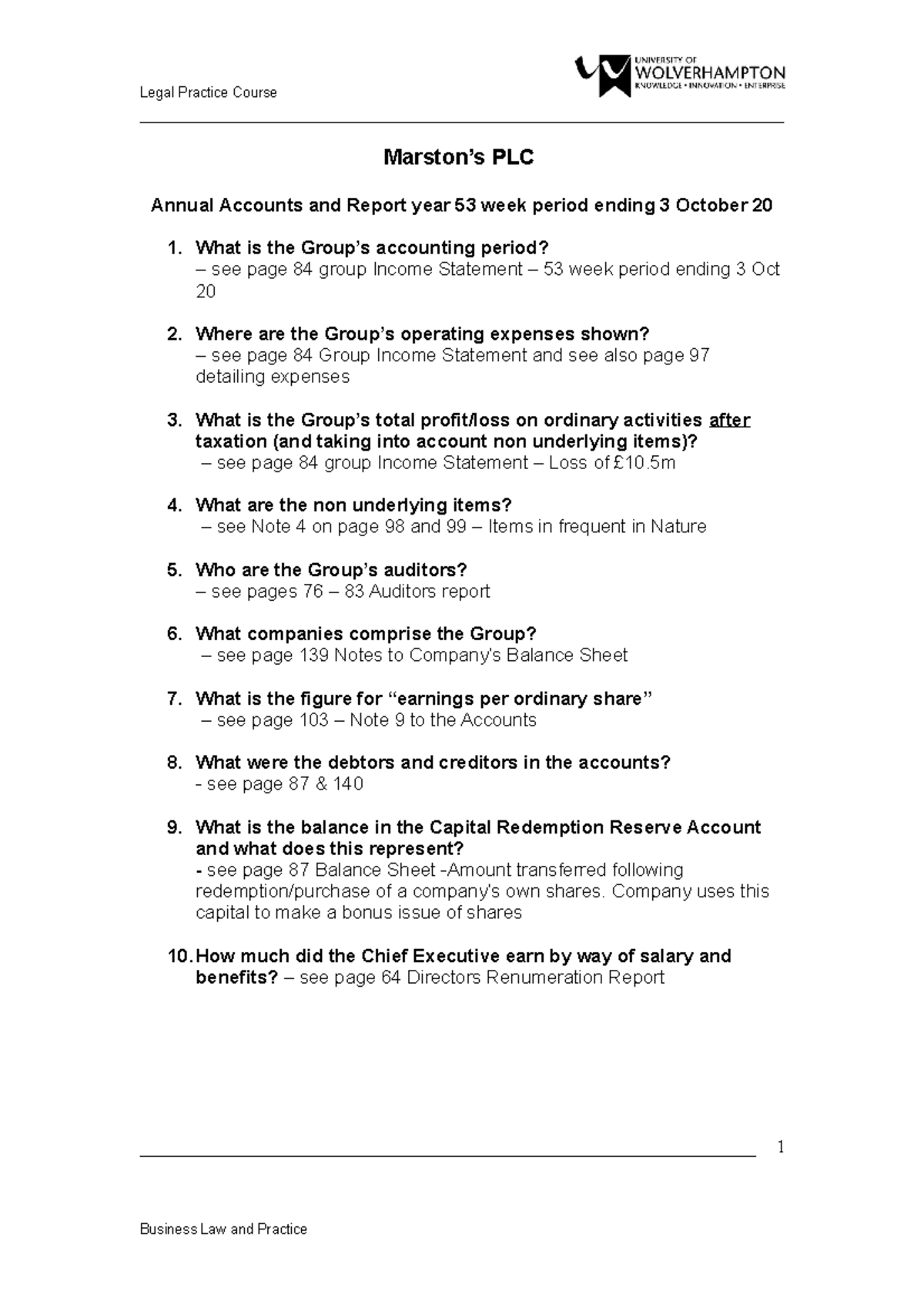 SGS 15 - Marstons Accounts Brief Answers - Legal Practice Course ...