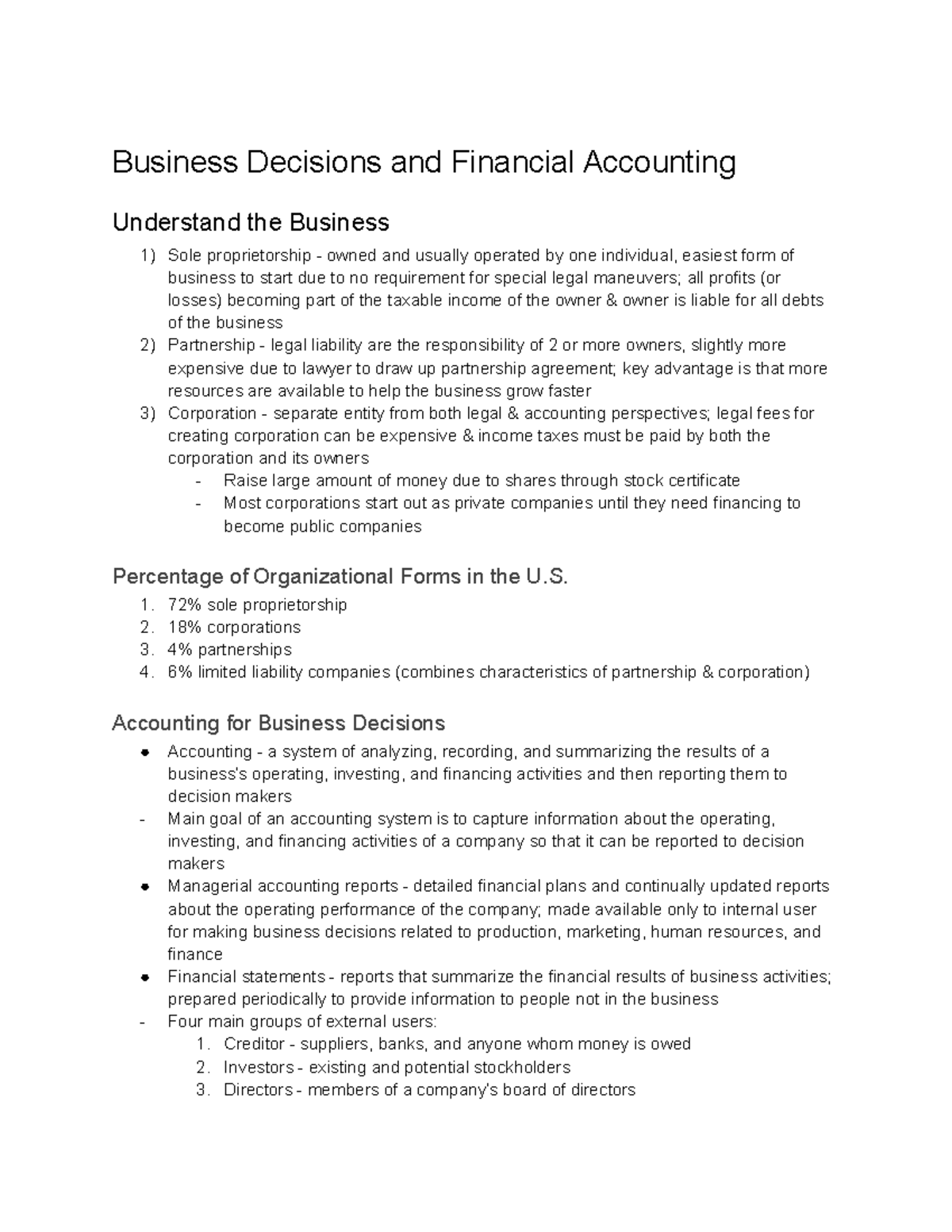 Mc Graw Hill Chapter 1 - Textbook Notes - Business Decisions and ...