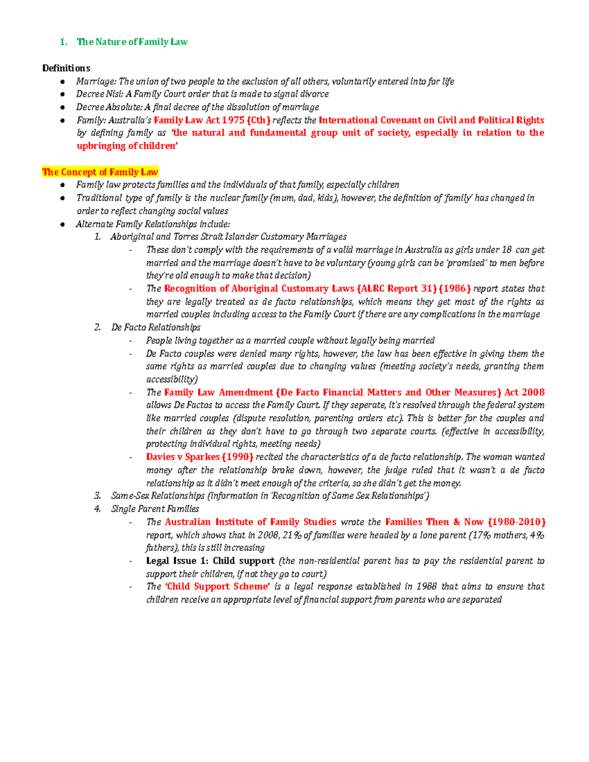Family Law Notes Legal Studies - Studocu