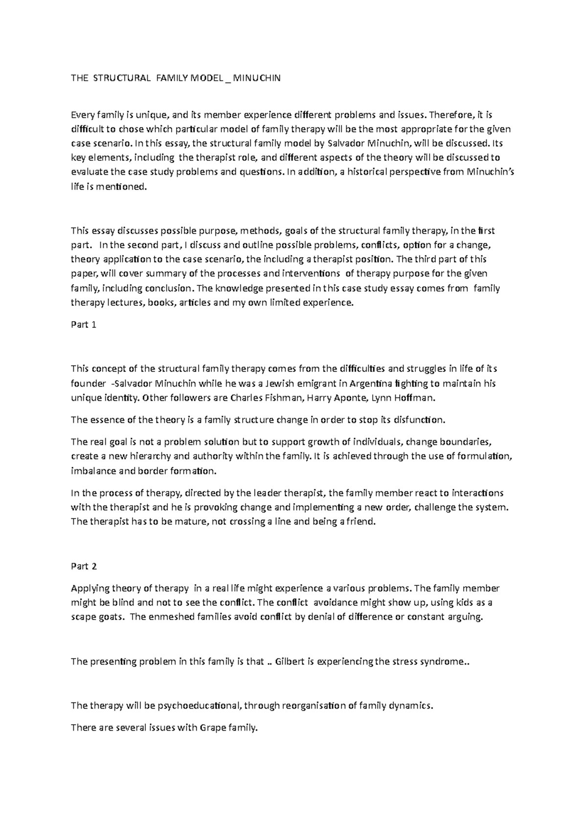 THE Structural Family Model essay - THE STRUCTURAL FAMILY MODEL ...