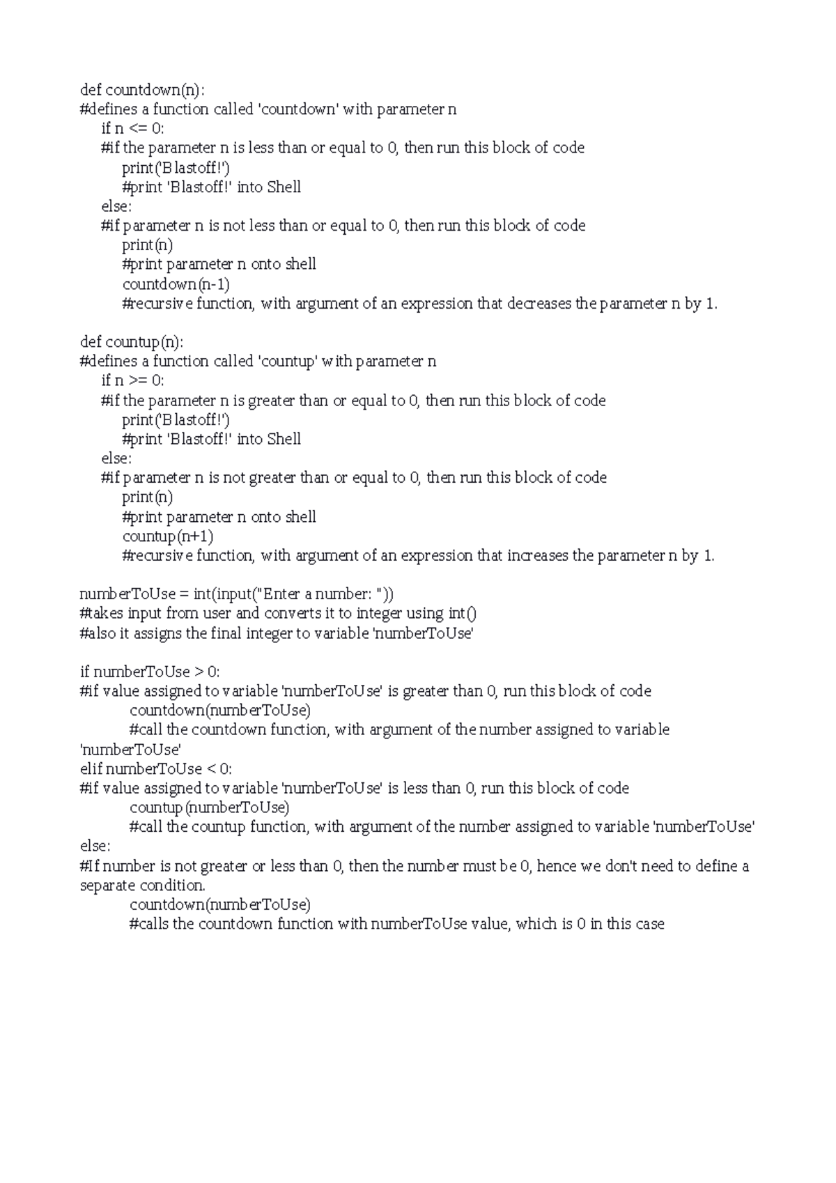 LJ3 - programming work - def countdown(n): #defines a function called ...