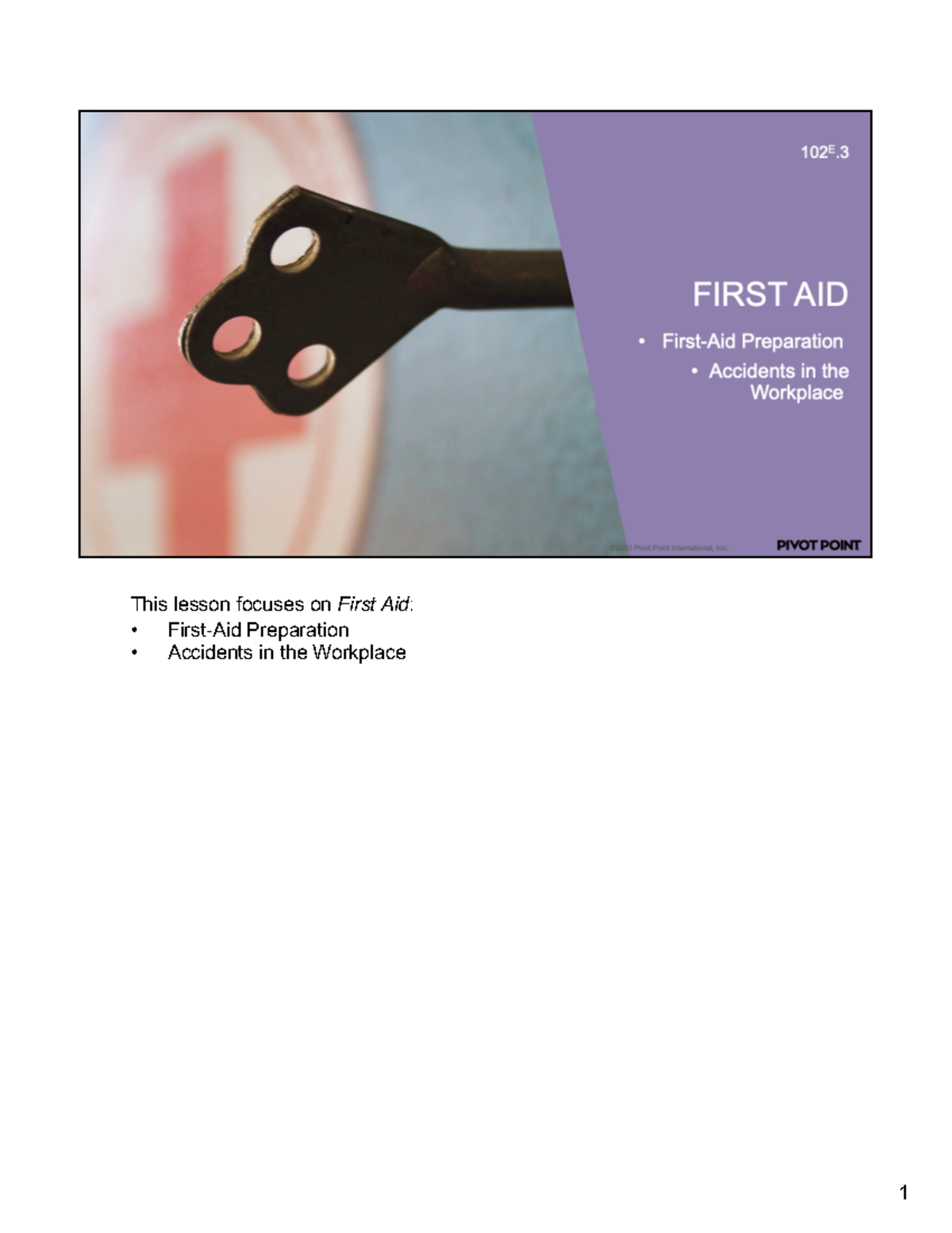 102E 03 Study Slides - This lesson focuses on First Aid : First-Aid ...