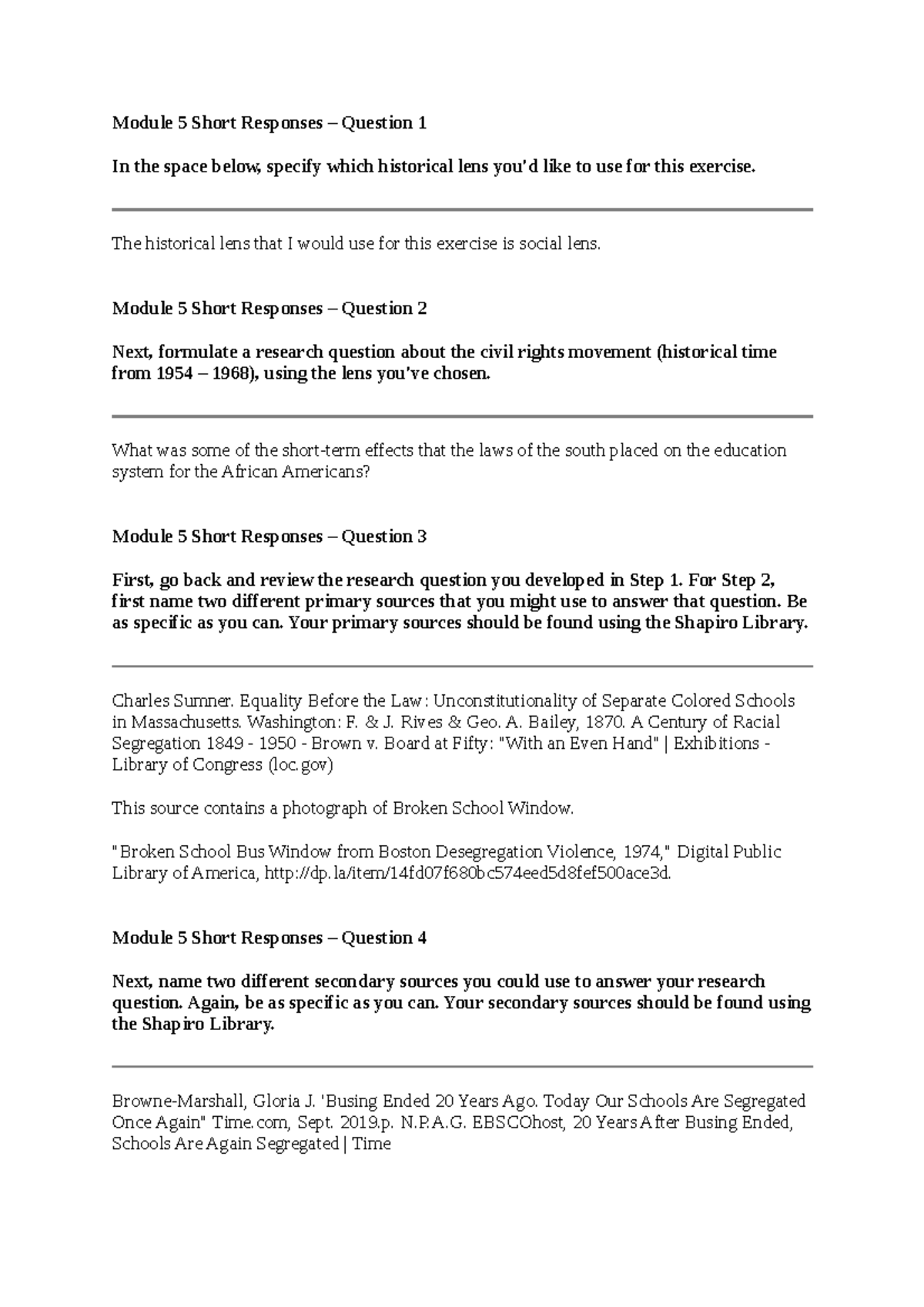 Module Five Short Responses Module 5 Short Responses Question 1 In The Space Below Specify