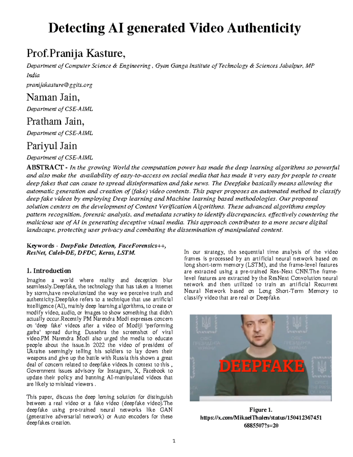 Deepfake paper.pdf - sfdfs - Detecting AI generated Video Authenticity ...