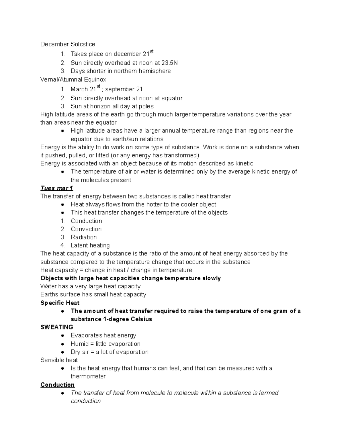 Meteorology study notes (61) - December Solcstice Takes place on ...