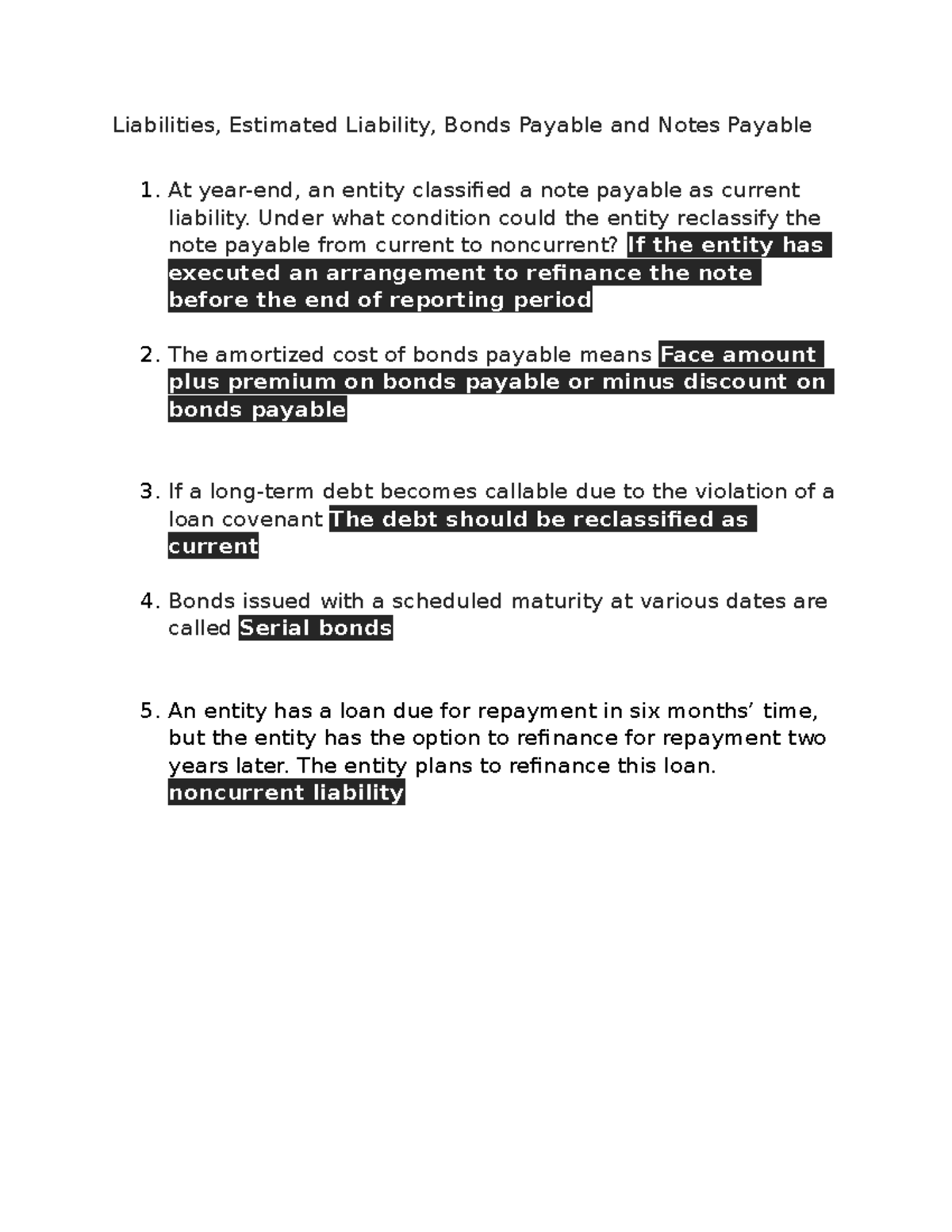 Liabilities, Estimated Liability, Bonds Payable and Notes Payable pt2 ...