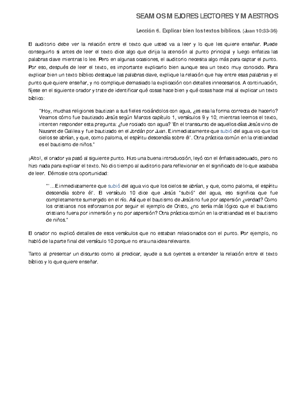 SMLM 06 - ORATORIA 1 - SEAMOS MEJORES LECTORES Y MAESTROS Lección 6 ...