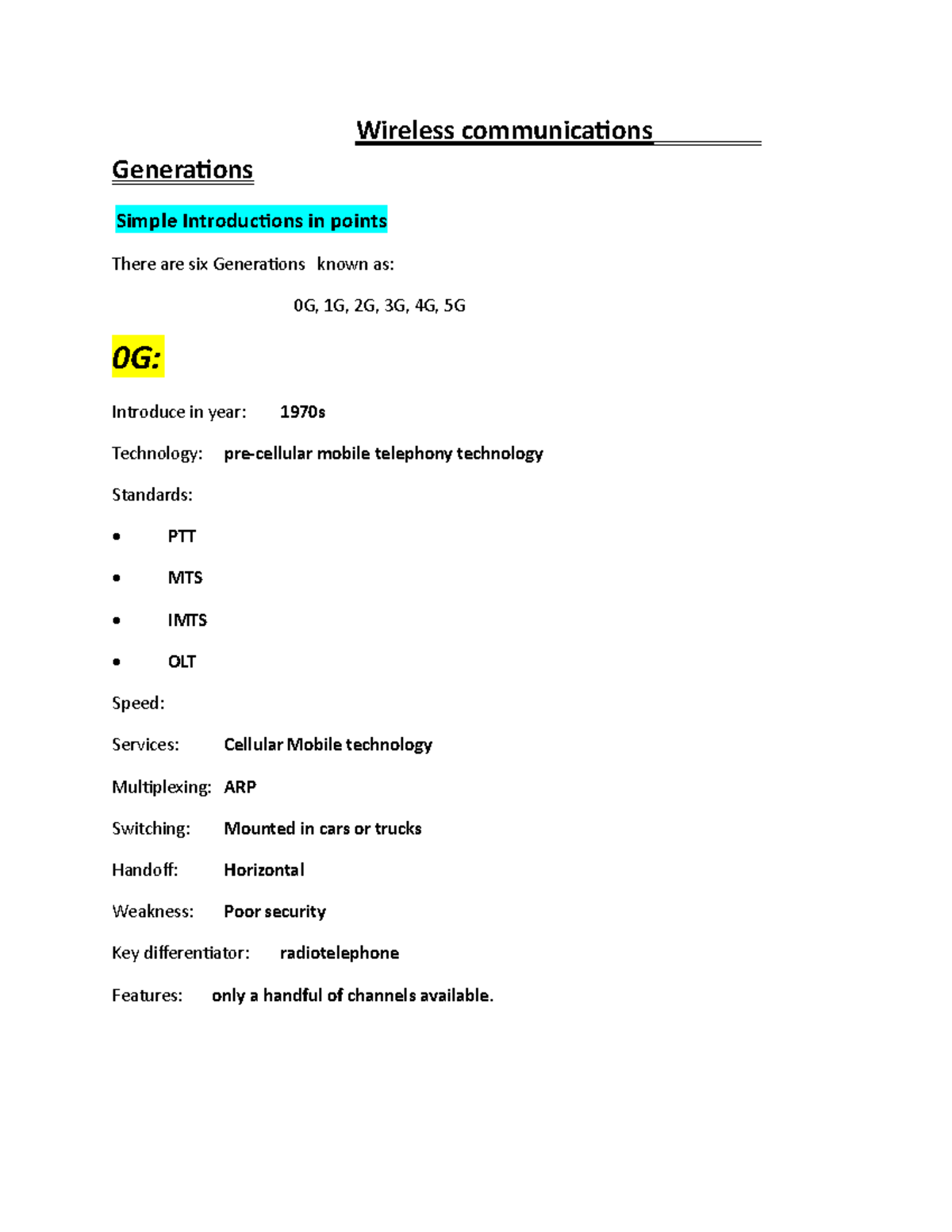 Wireless communications.its Generations, computer science - Wireless communications Generations ...