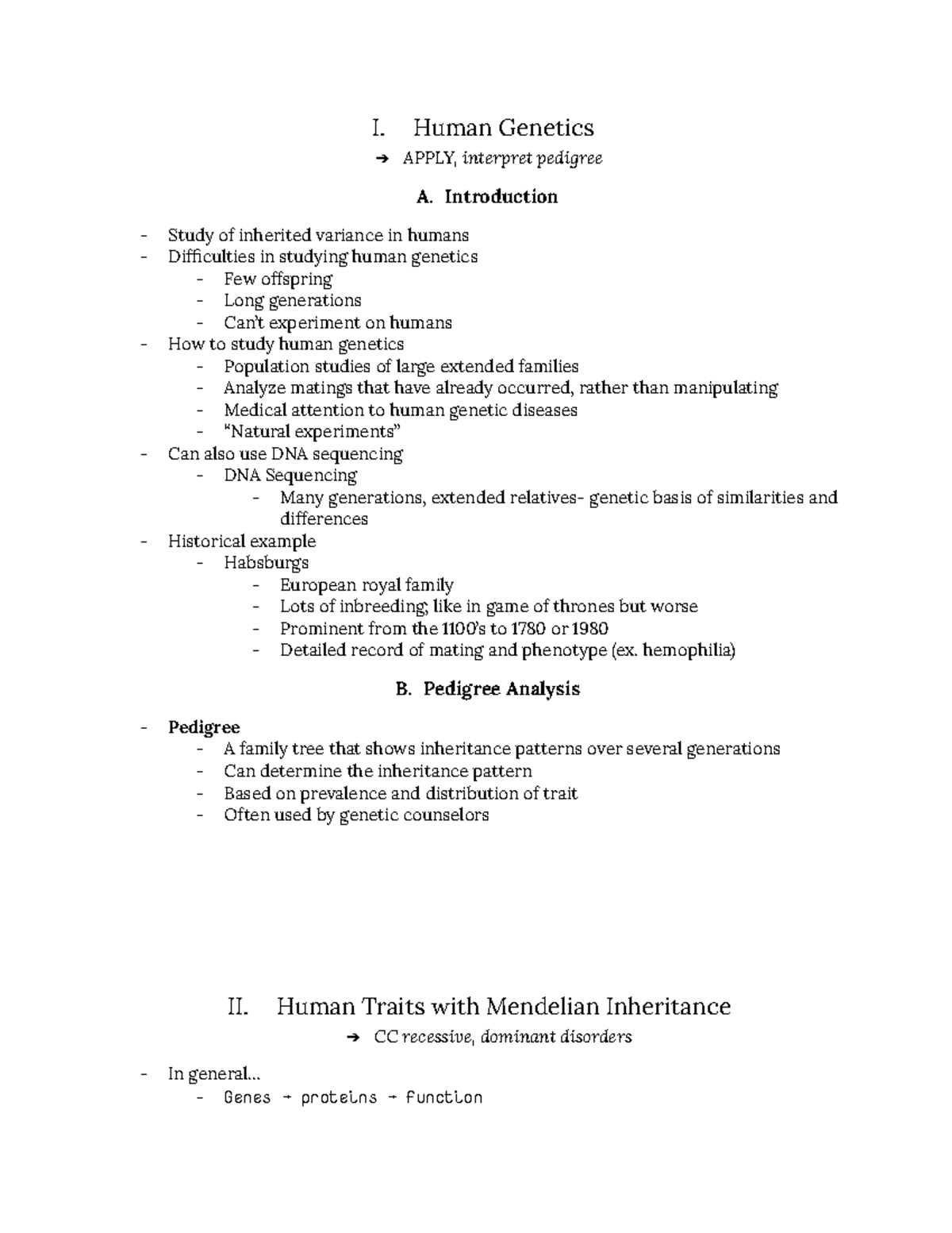 Human Genetics - I. Human Genetics APPLY, interpret pedigree A ...