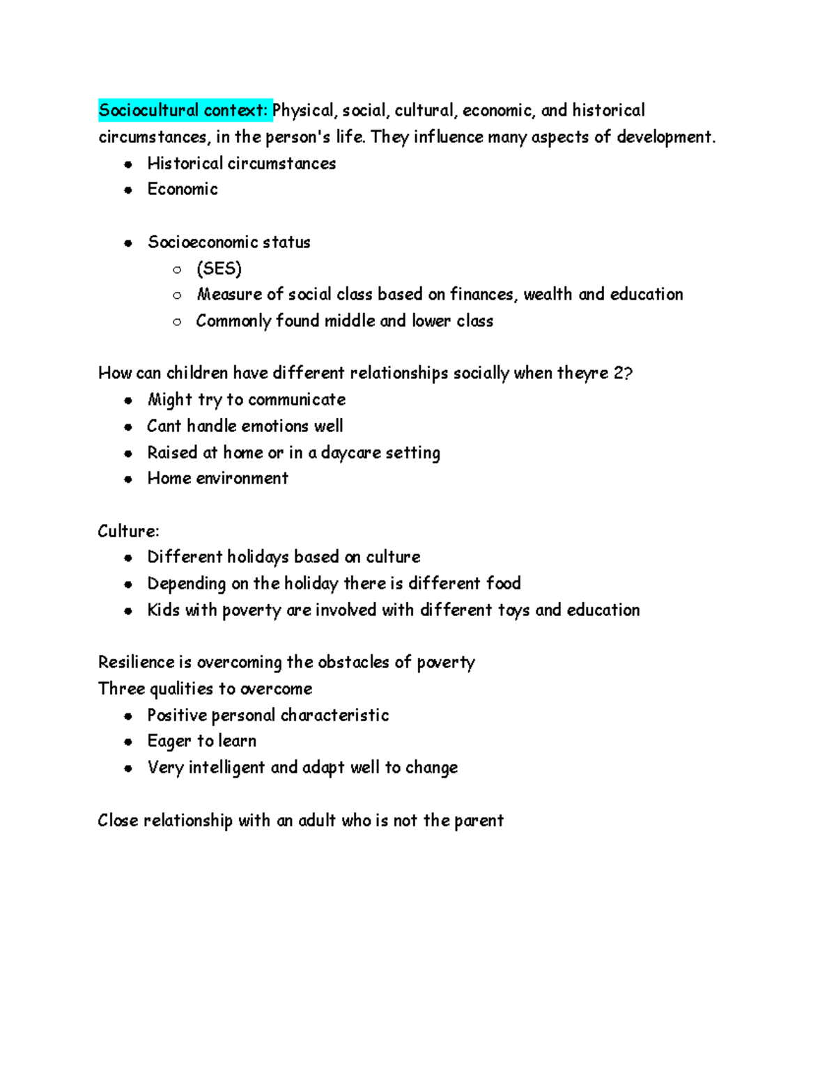 Psy fall 2022 ch 1-4 notes - Sociocultural context: Physical, social ...