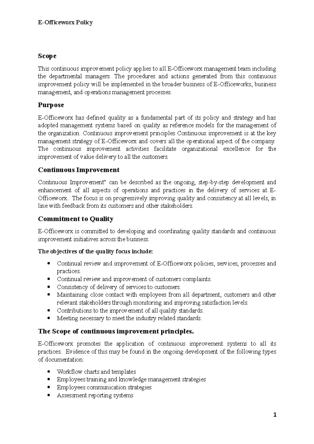 Task 2 finall-policy - policies of continuous improvemnt - BSBMGT403 ...