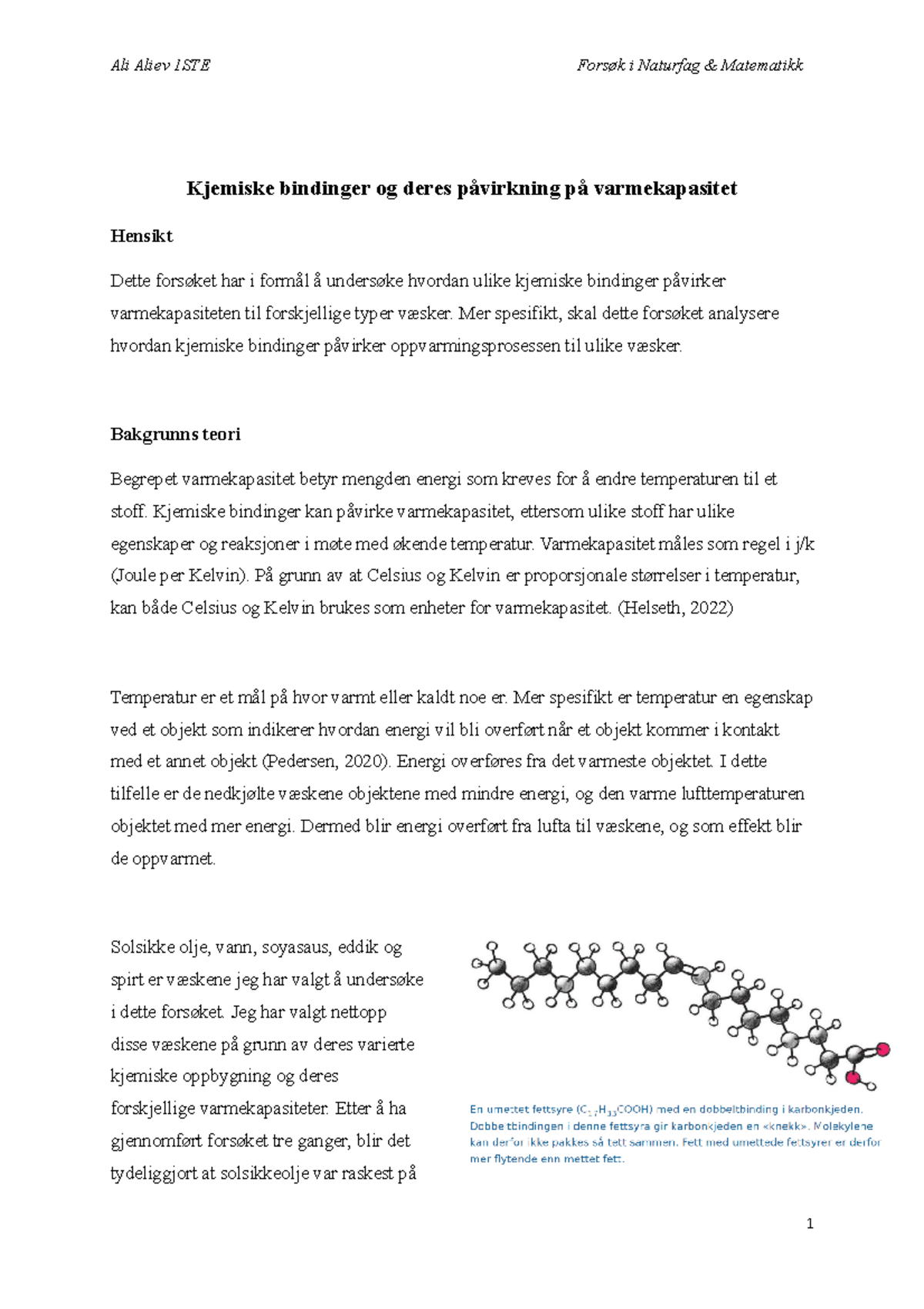 Kjemiske bindinger og deres påvirkning på varmekapasitet - Kjemiske ...