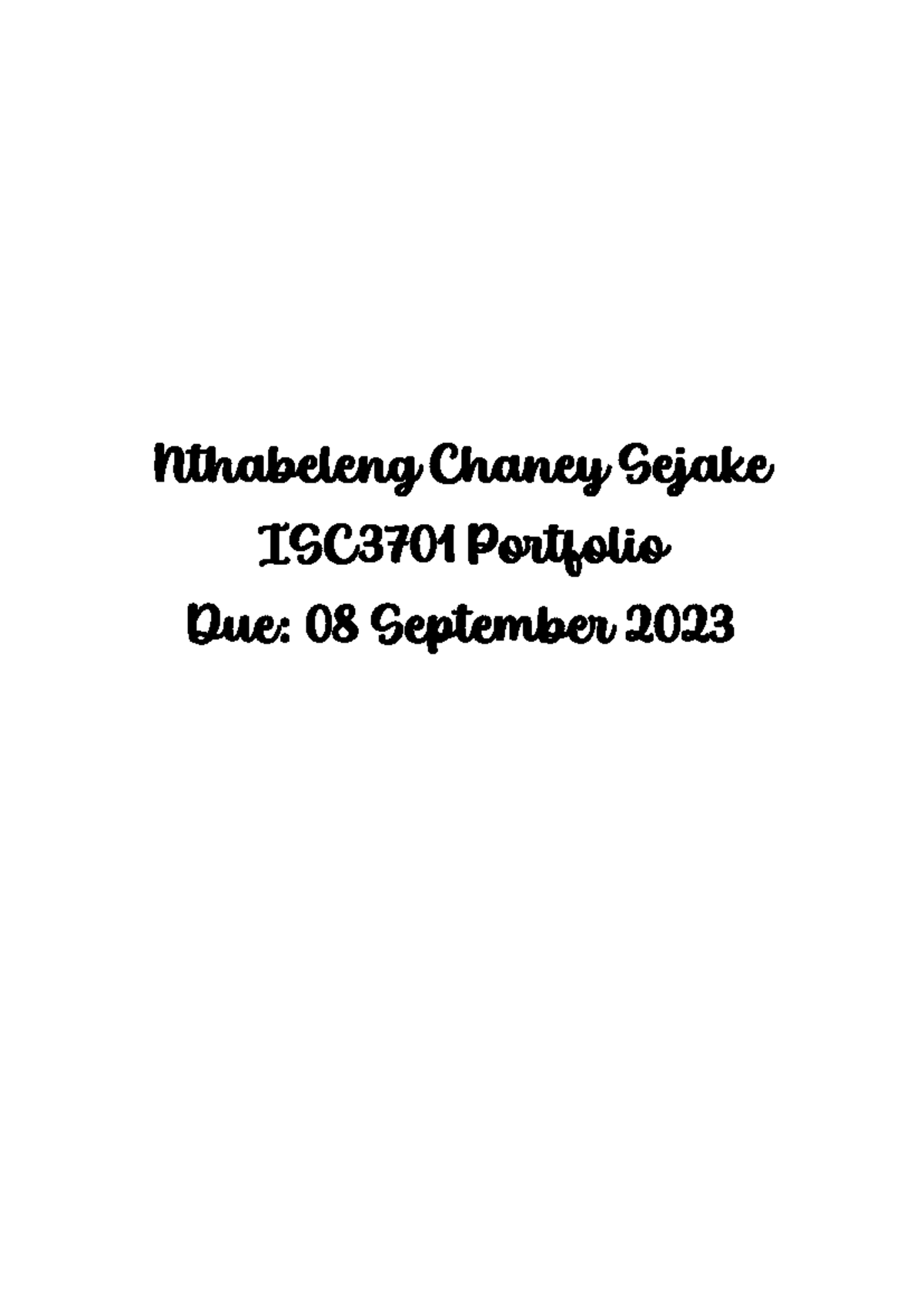 ISC 3701 Portfolio 2023 - Nthabeleng Chaney Sejake ISC3701 Portfolio ...