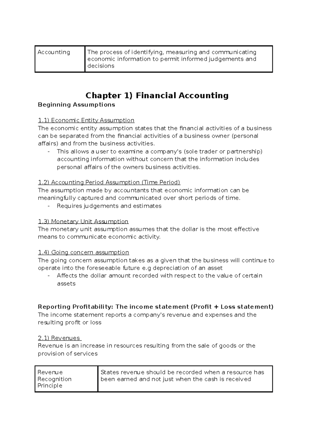 Financial Accounting Notes - Accounting The process of identifying ...