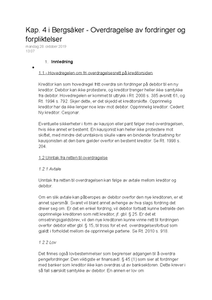 Kort oppsummering av det viktigste - pengekrav (Bergsåker) - Kort ...