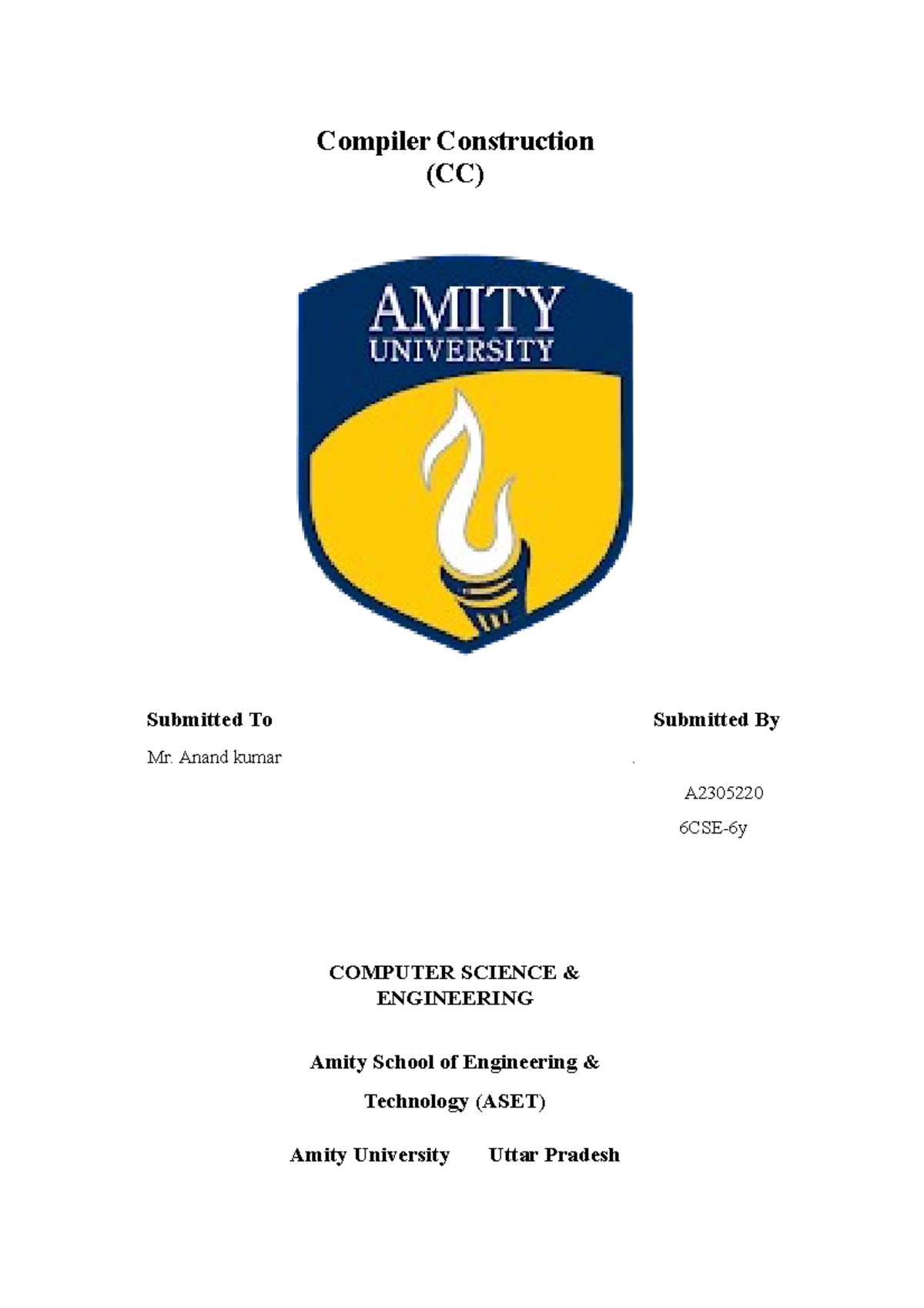 Cc file - compiler construction lab file till 5th experiment - Compiler ...