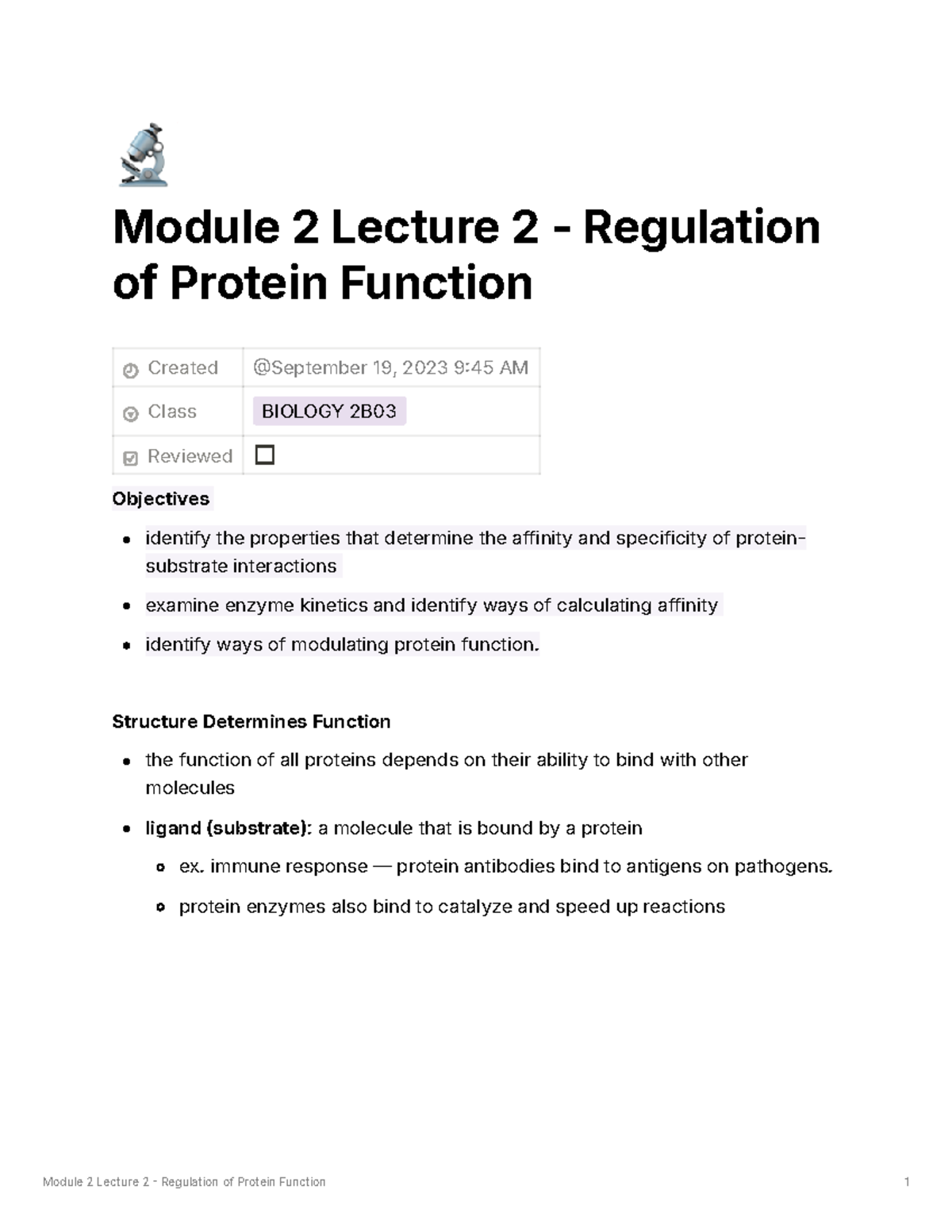 Module 2 Lecture 2 Regulation Of Protein Function 🔬 Module 2