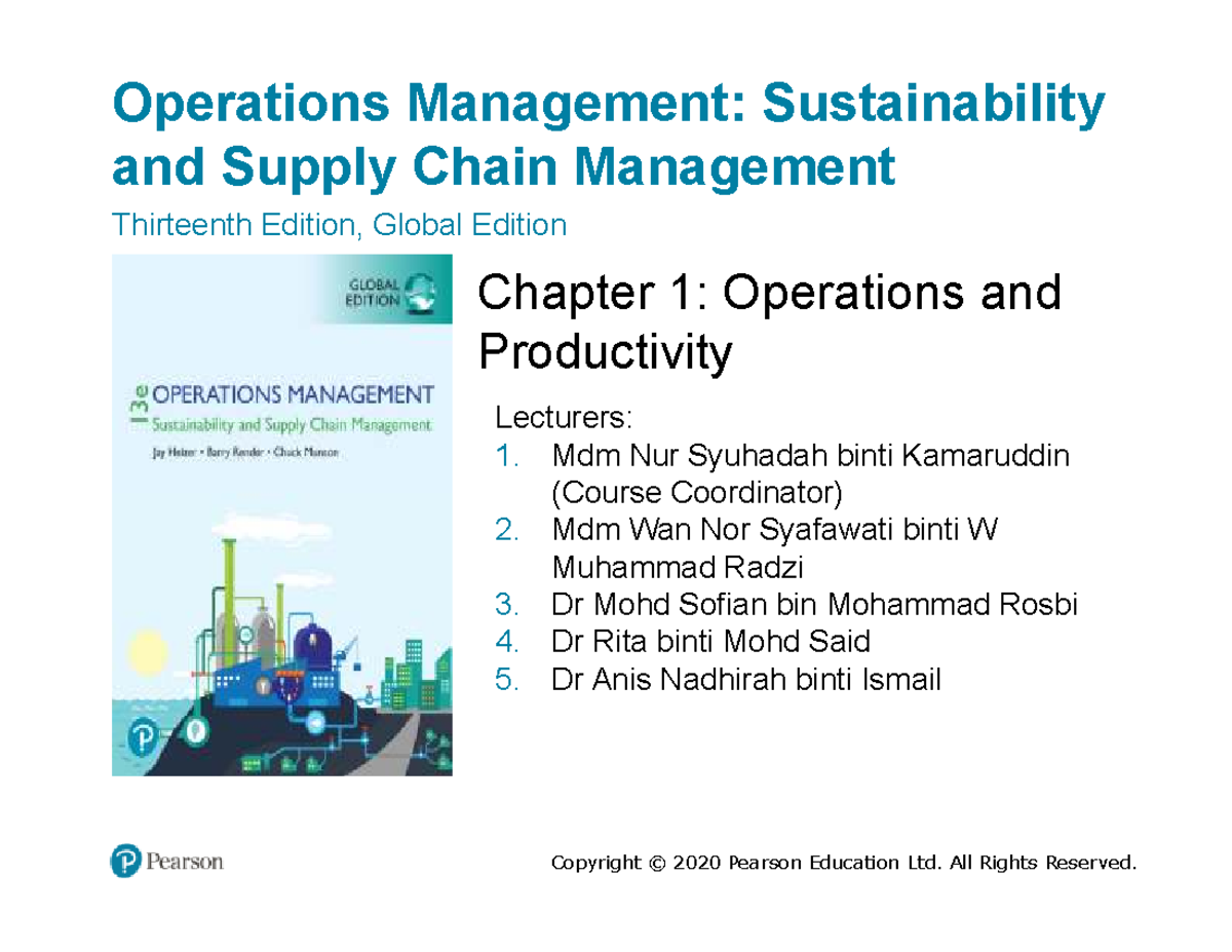Topic 1 Overview of Operations Management - Operations Management ...