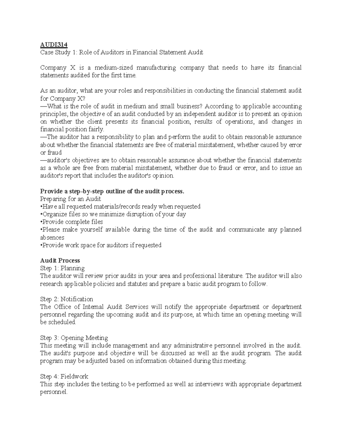 CASE Study Assignment - i hope it helps>>>>>> - AUDI Case Study 1: Role ...