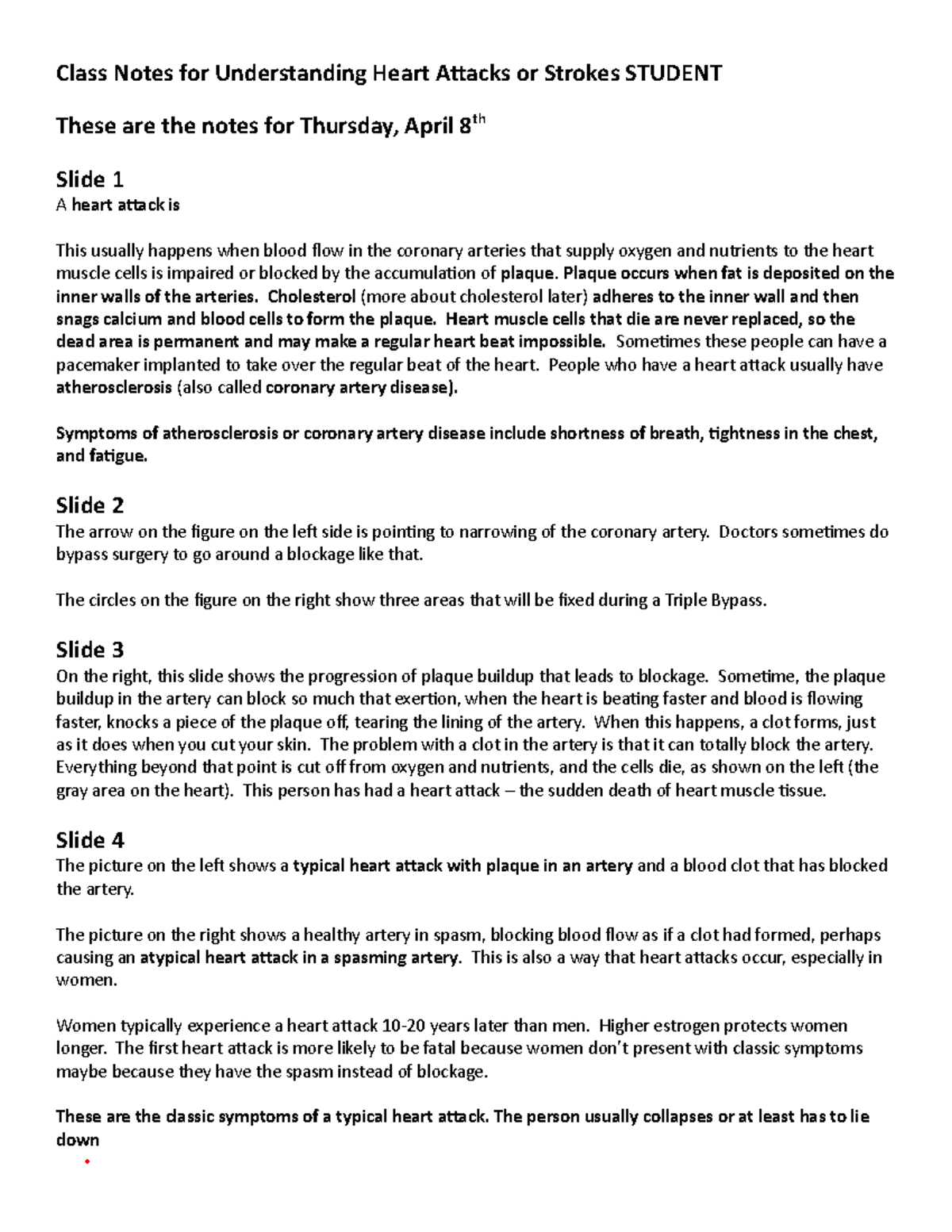 Class Notes: Understanding Heart Attacks and Strokes - Class Notes for ...