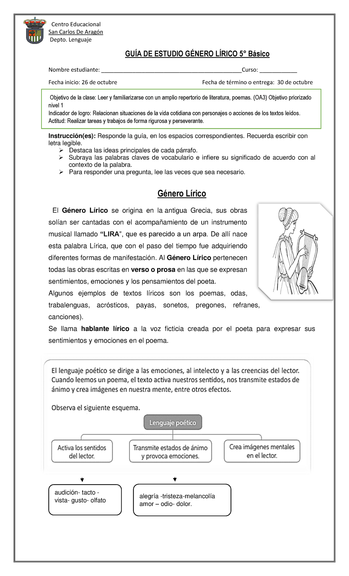 E L Genero Lirico PARA 5 Basico - Centro Educacional San Carlos De ...