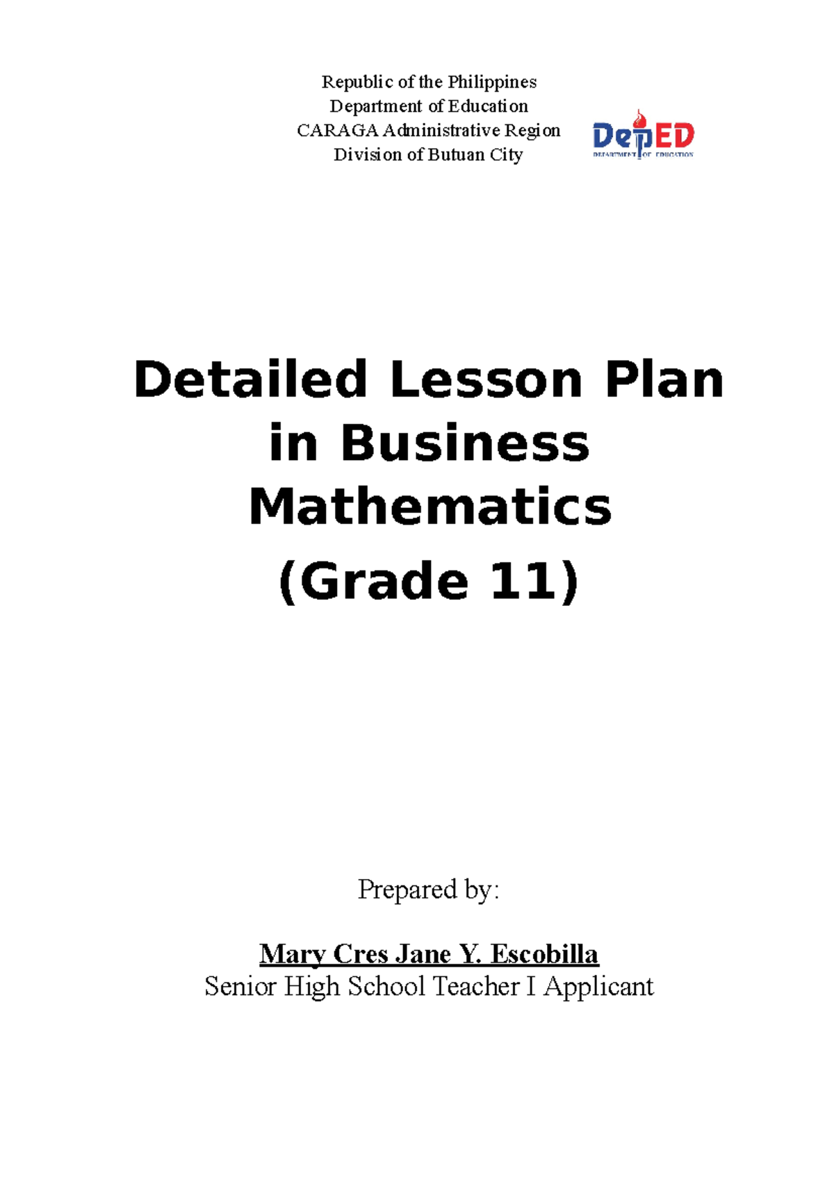 Business-Math-DLP-not-final - Republic of the Philippines Department of ...