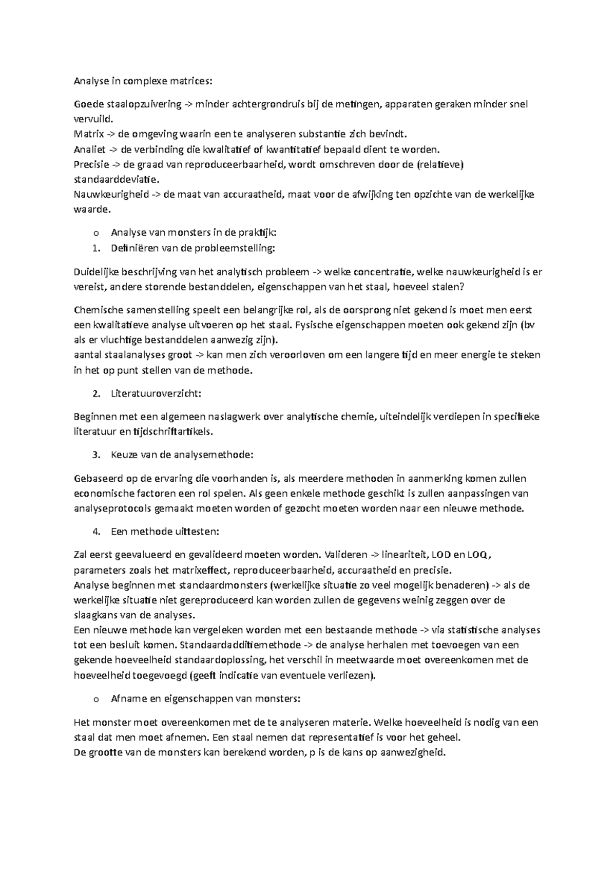 Analyse in complexe matrices - Analyse in complexe matrices: Goede staalopzuivering -> minder ...