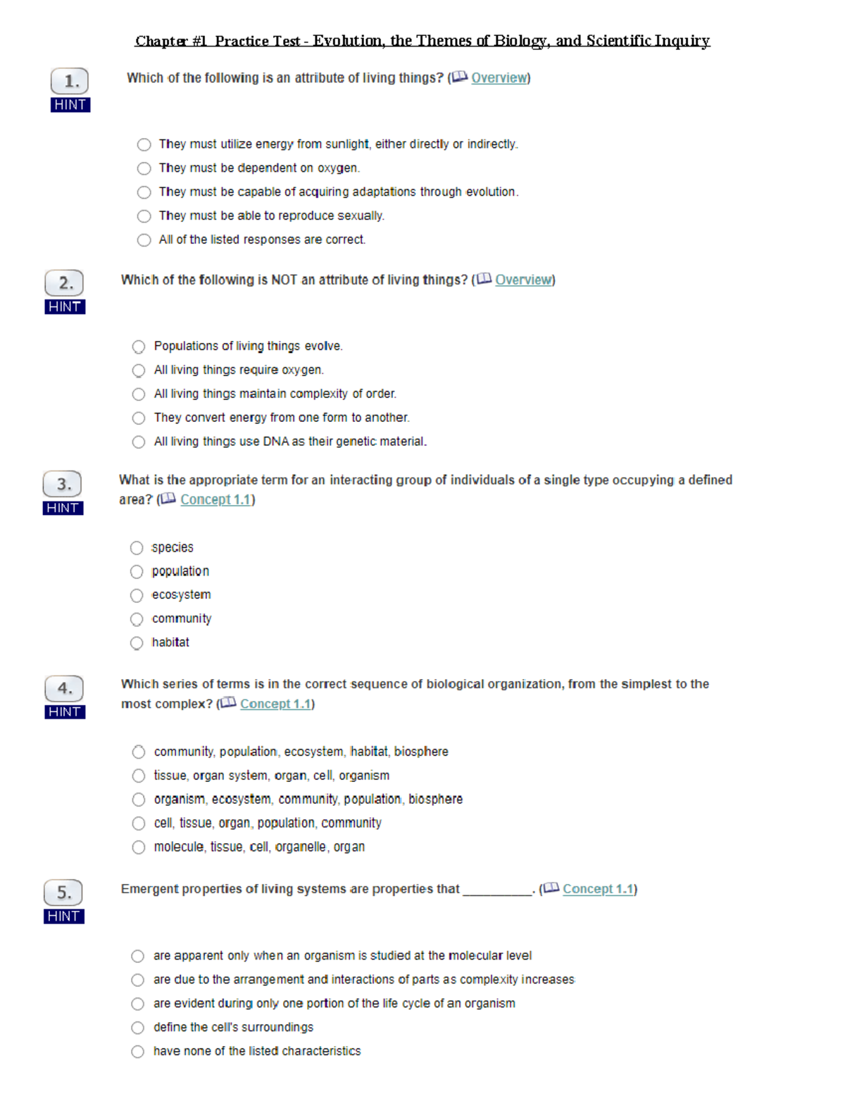 Biology Chapter 1 Practice Test - 1000 - Chapter #1 Practice Test ...