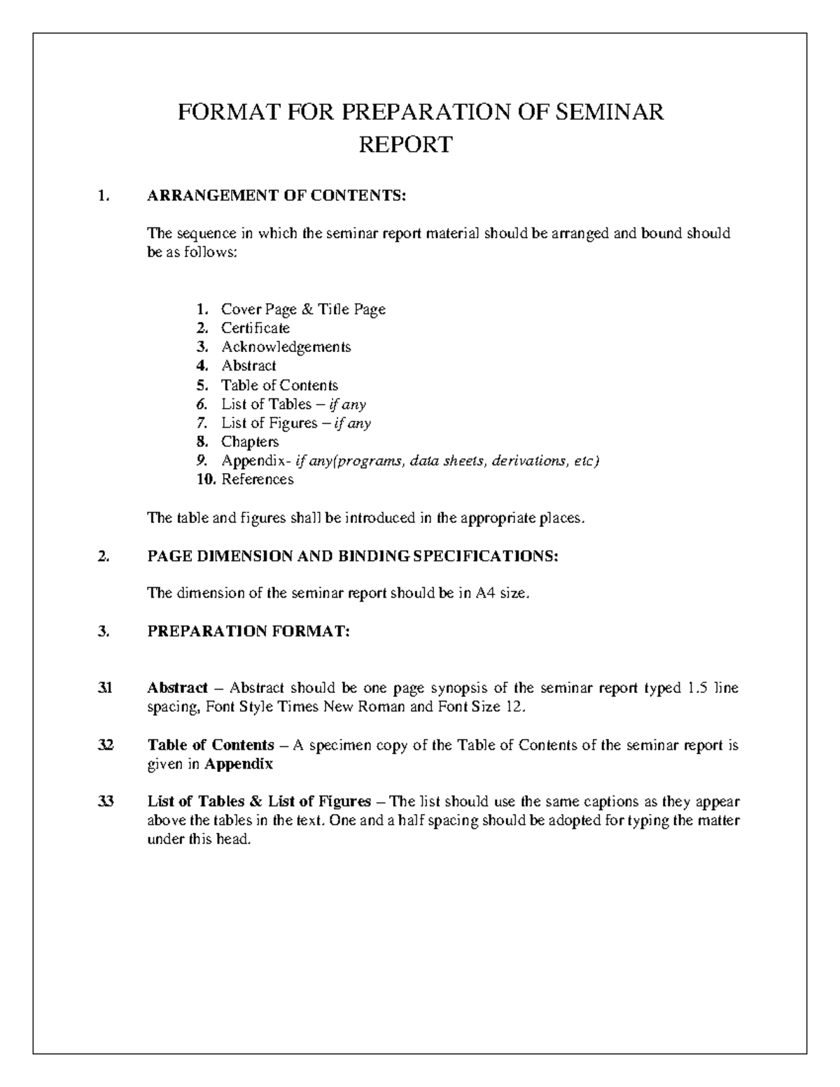 IT-Seminar Report format - FORMAT FOR PREPARATION OF SEMINAR REPORT 1 ...